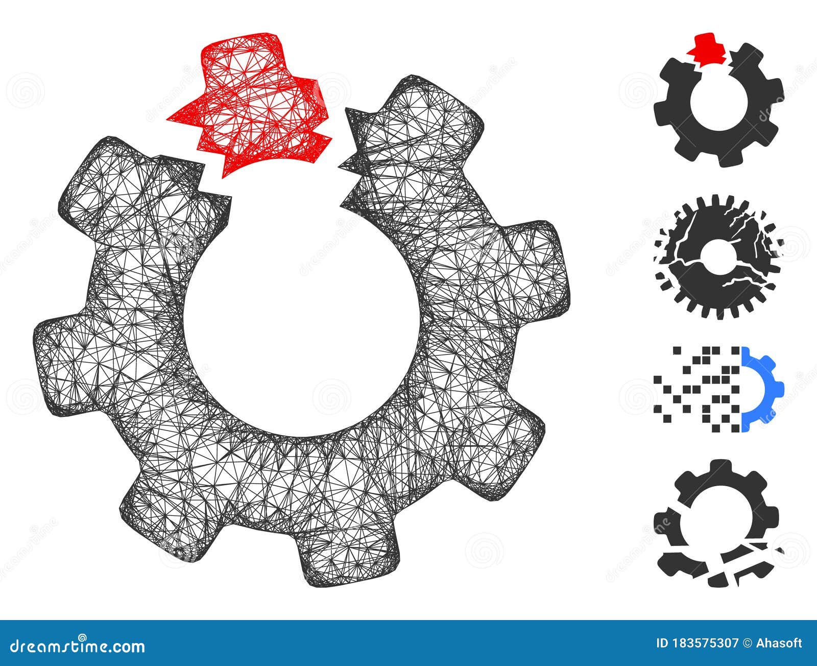 Broken Cog Web Vector Mesh Illustration Stock Illustration ...