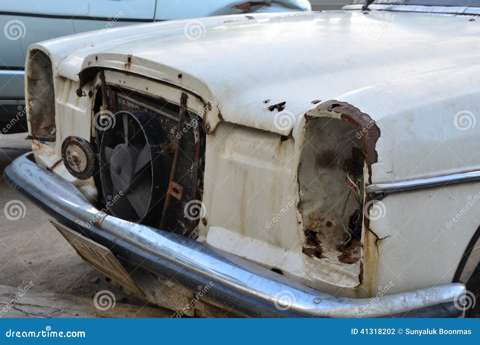 Broken Color of Old Car (front View) Stock Photo - Image of metallic ...