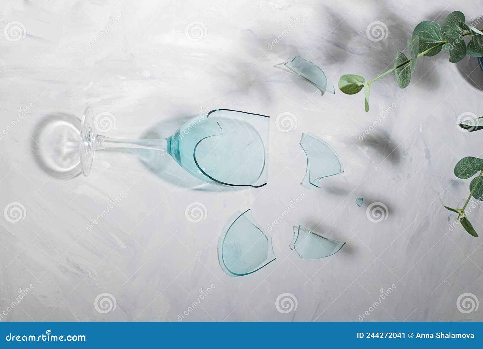 Broken Colored Glass Goblet with Glass Shards Stock Image - Image of ...