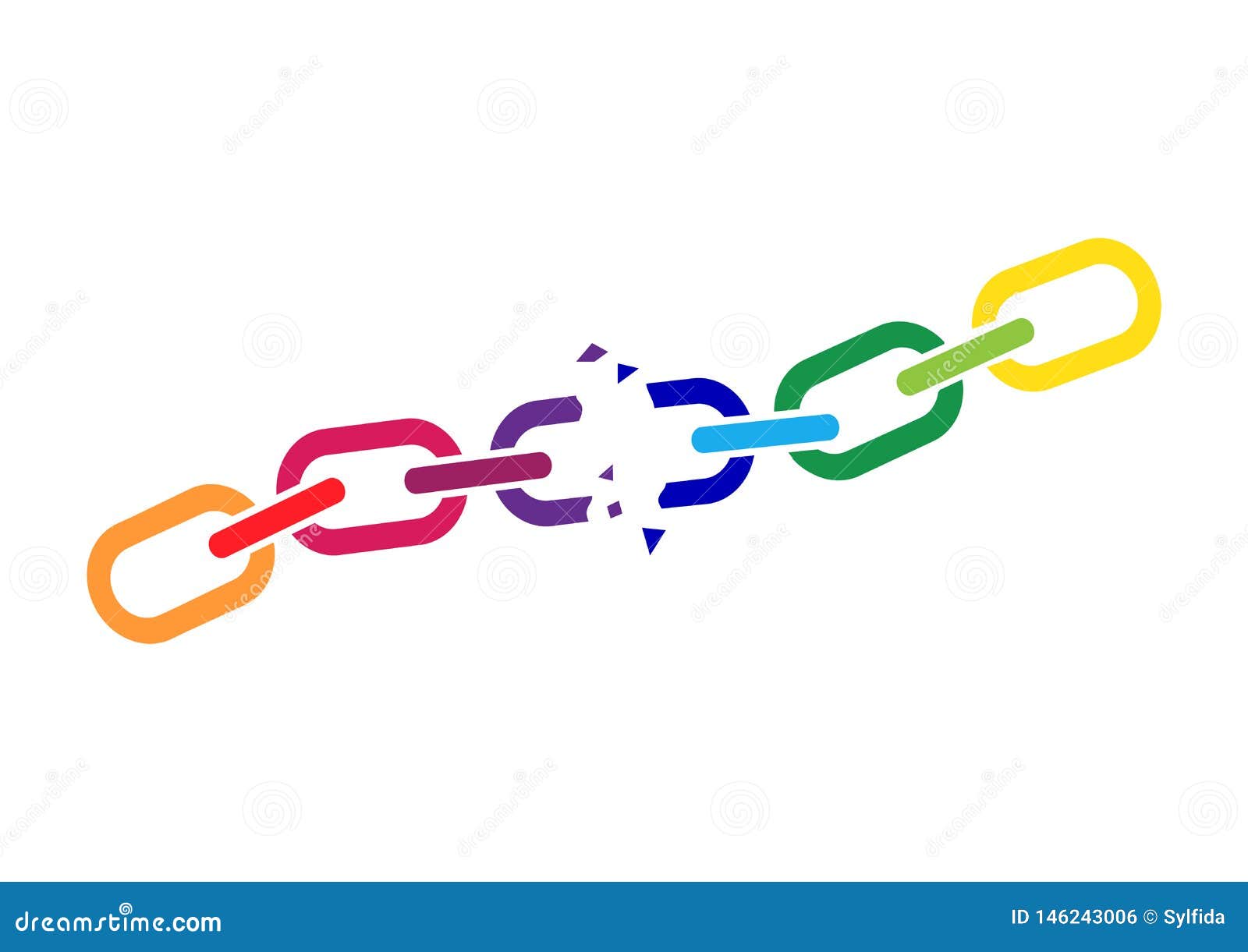 Broken Colorful Chain. Vector Illustration Stock Illustration ...