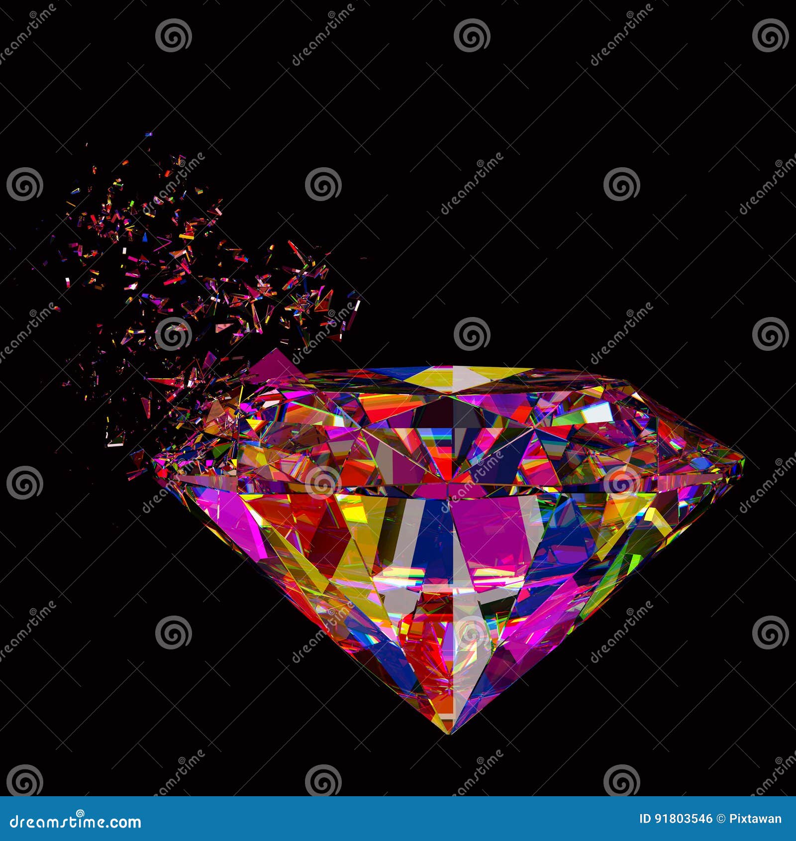 Colorful Diamond Abstract Shape Crystal White Background With Dots ...