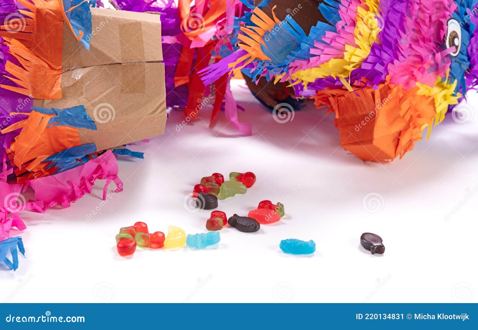Broken Colorful Donkey Pinata Isolated on White Stock Image - Image of ...