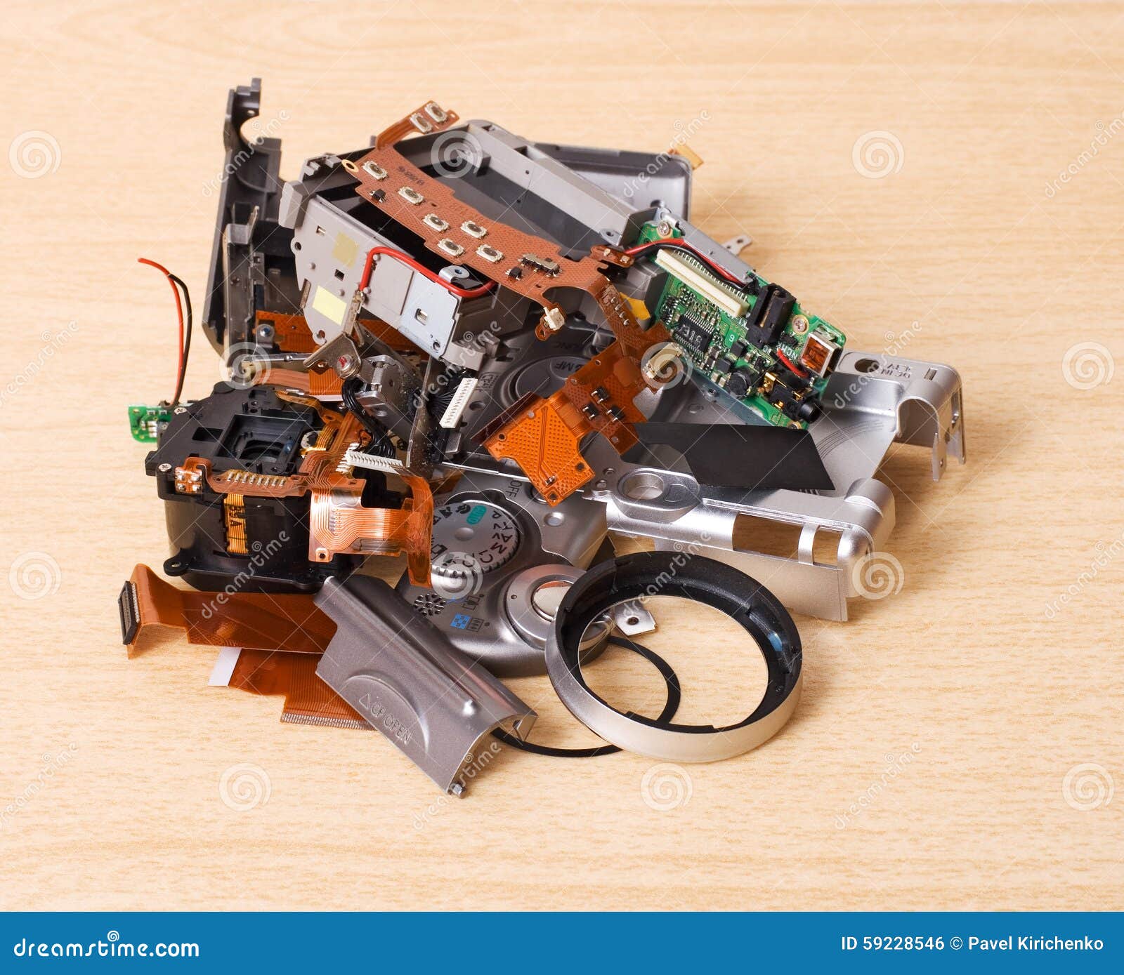 Broken Compact Digital Camera Spare Parts Stock Photo - Image of film ...