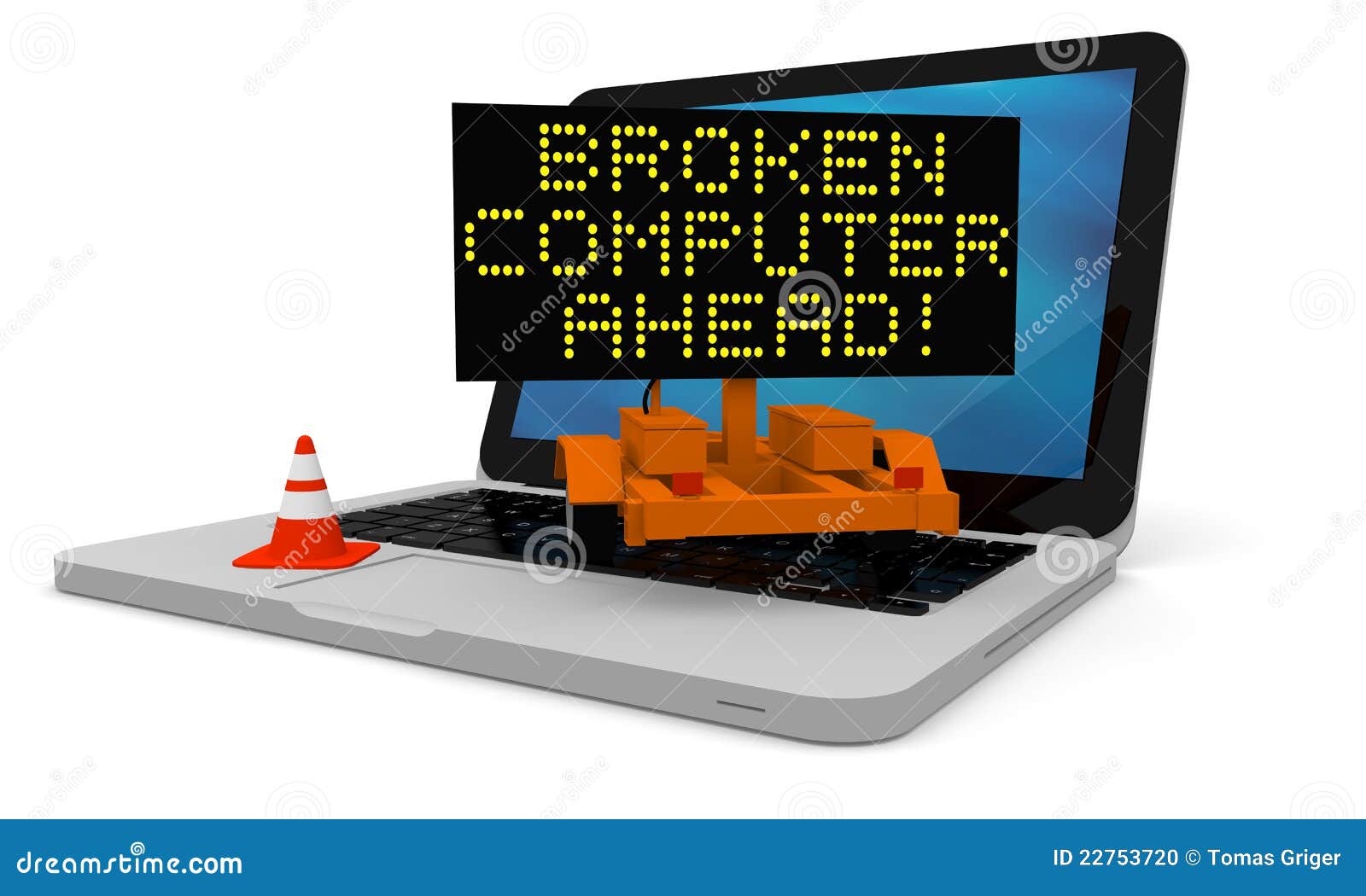 Broken computer stock illustration. Illustration of sign - 22753720