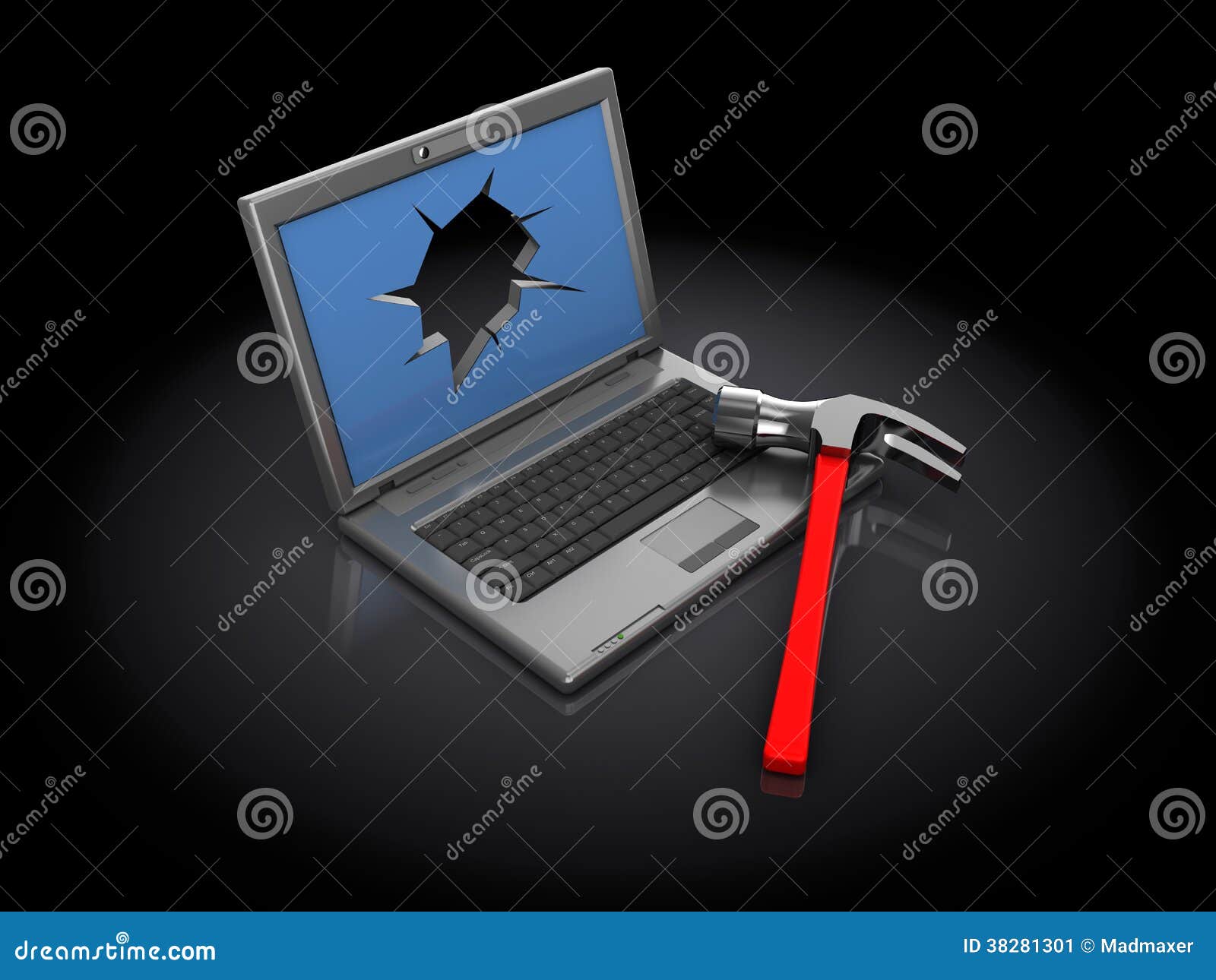 Computer Crashed. Breakdown Funny Cartoon Computer Character With With ...