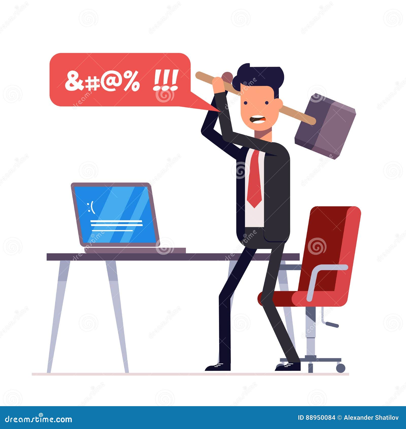 Broken Computer. Dead PC Emoji. Blue Screen Of Death. Vector Ill ...