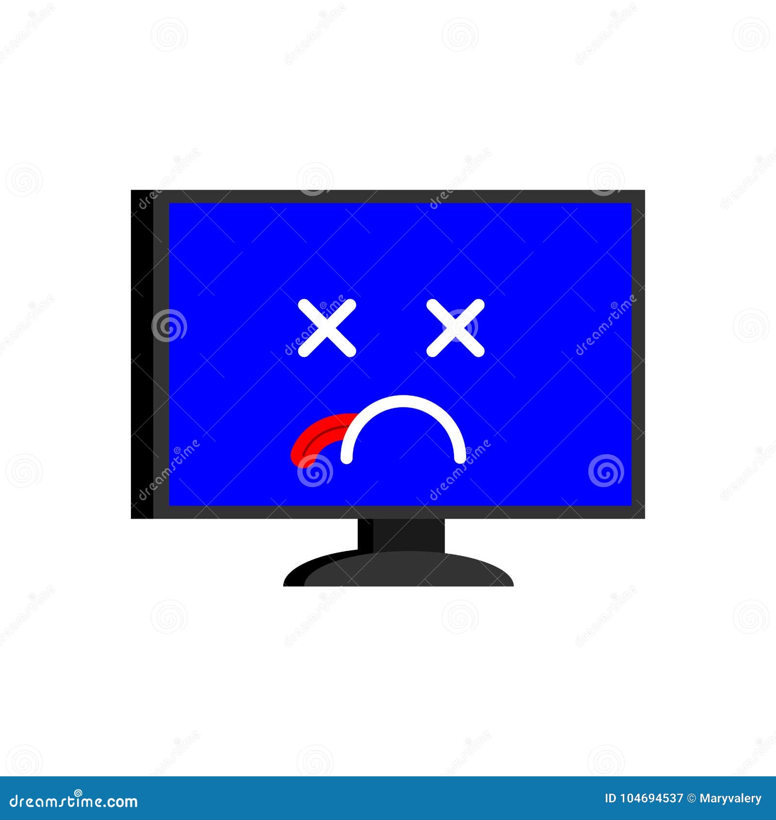 Broken Computer. Dead PC Emoji. Blue Screen of Death Stock Vector ...