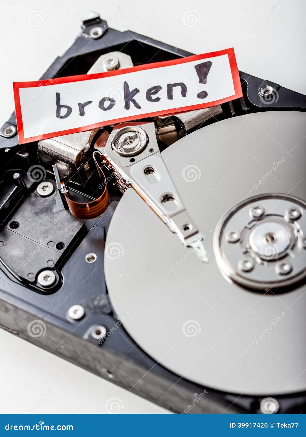 Broken computer hard disk stock photo. Image of data - 39917426