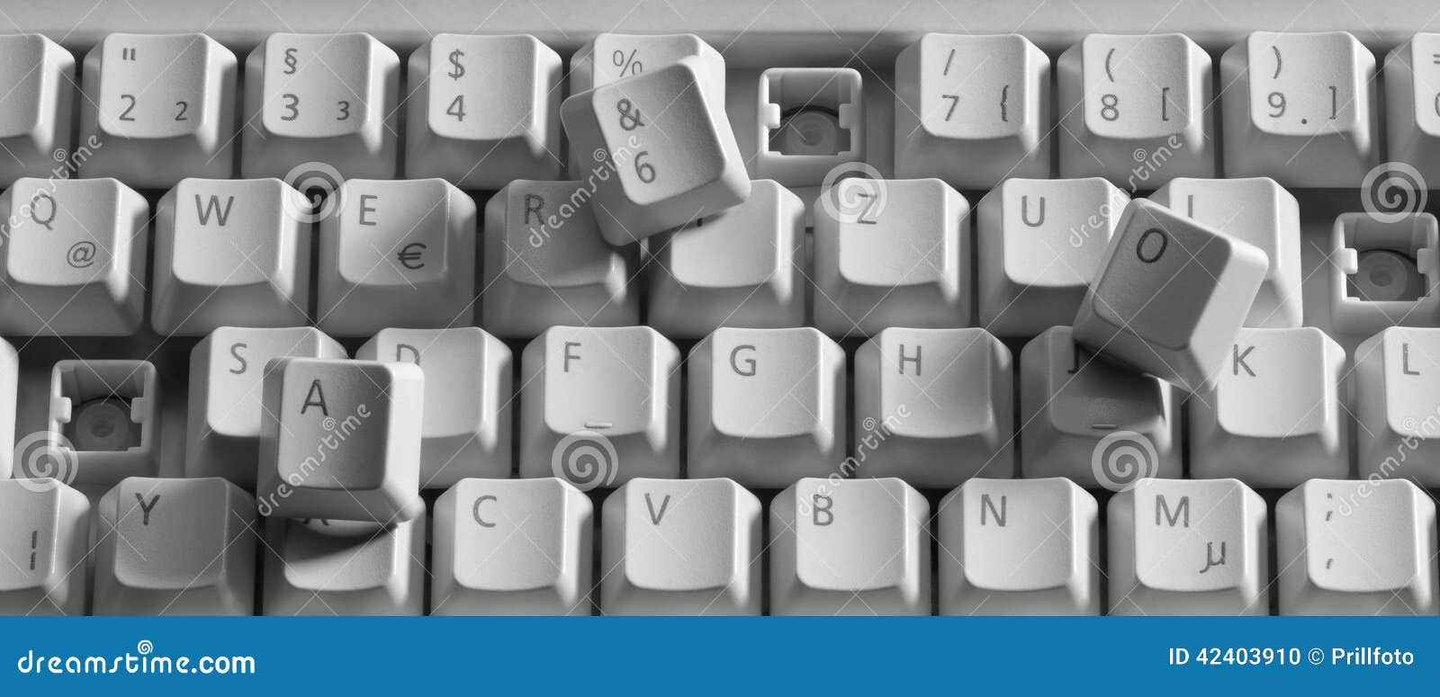 Broken computer keyboard stock photo. Image of letters - 42403910