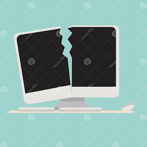Broken Computer with Keyboard and Mouse Vector Stock Vector ...