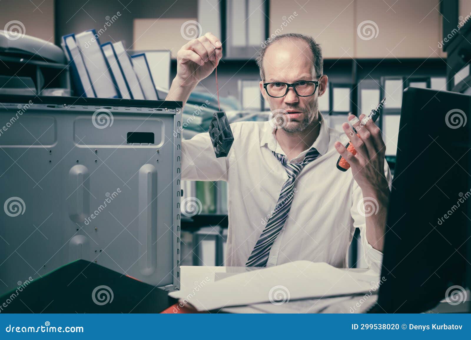 Broken computer problem stock photo. Image of office - 299538020