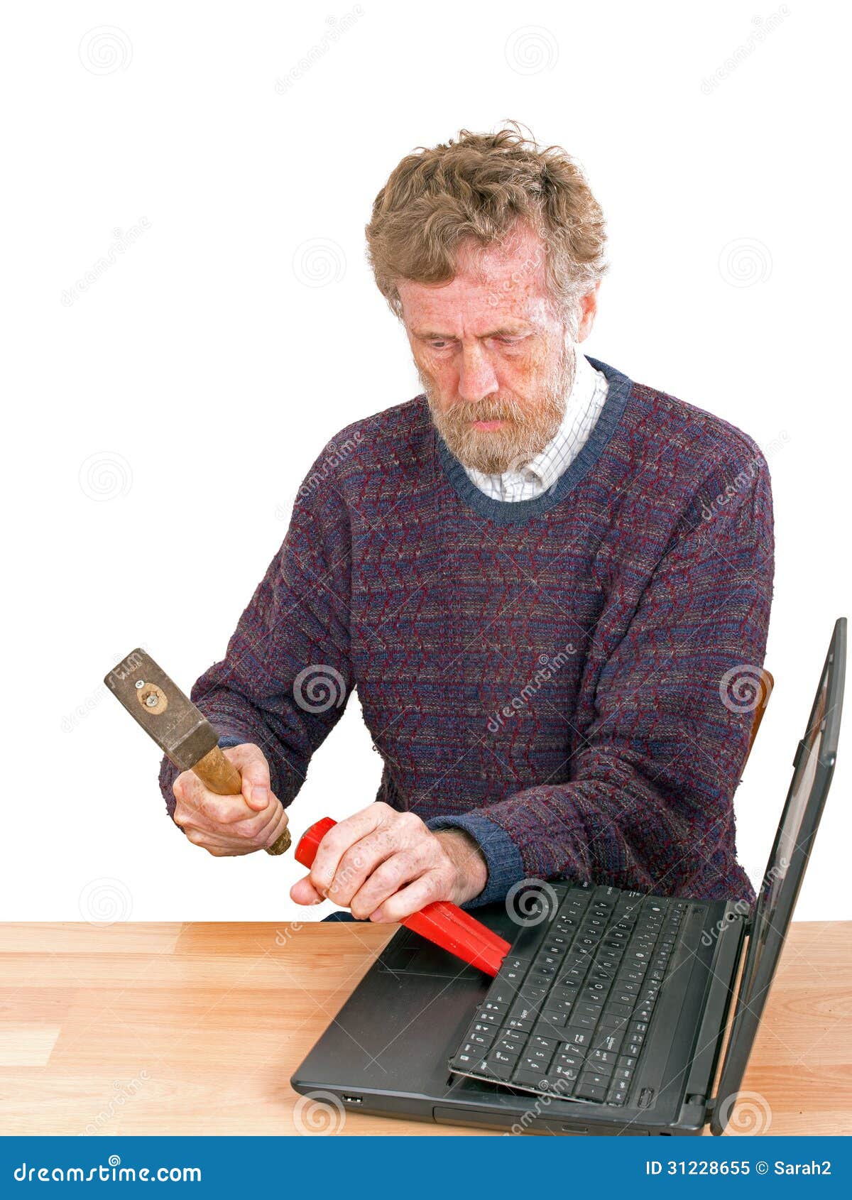 Broken Computer Repair - Man with Laptop Stock Image - Image of tool ...
