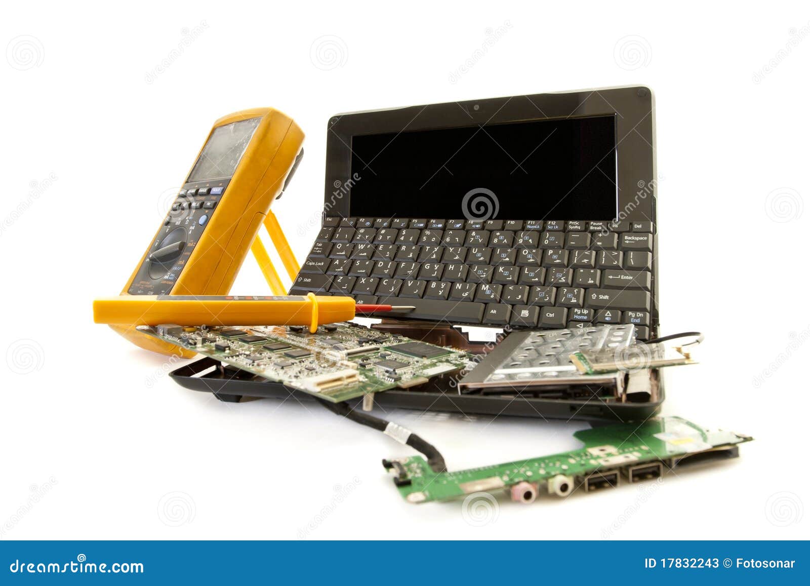 Broken Computer in for Repair Service Stock Image - Image of iron ...
