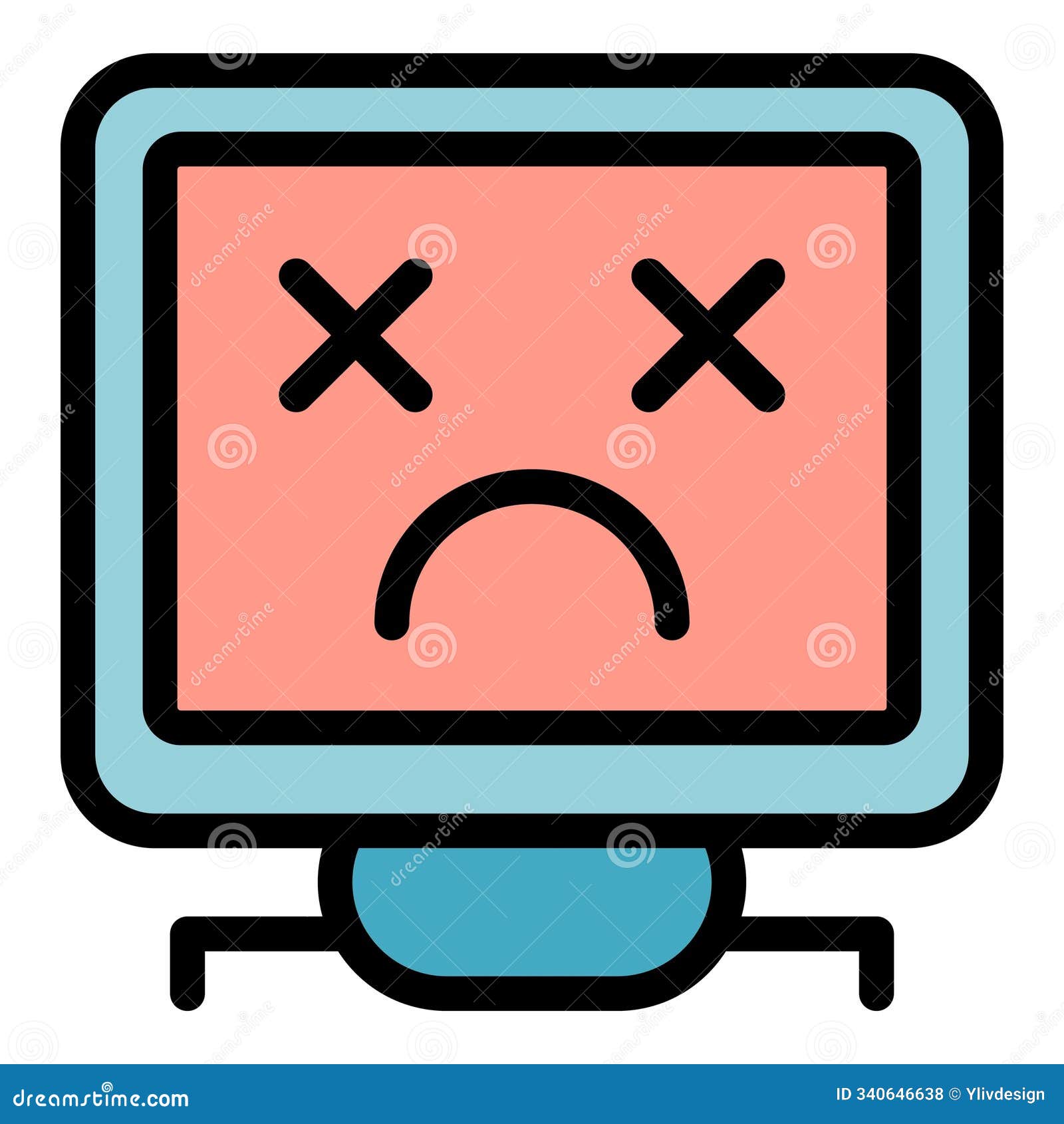 Broken Computer Showing Sad Face on Screen Icon Stock Illustration ...