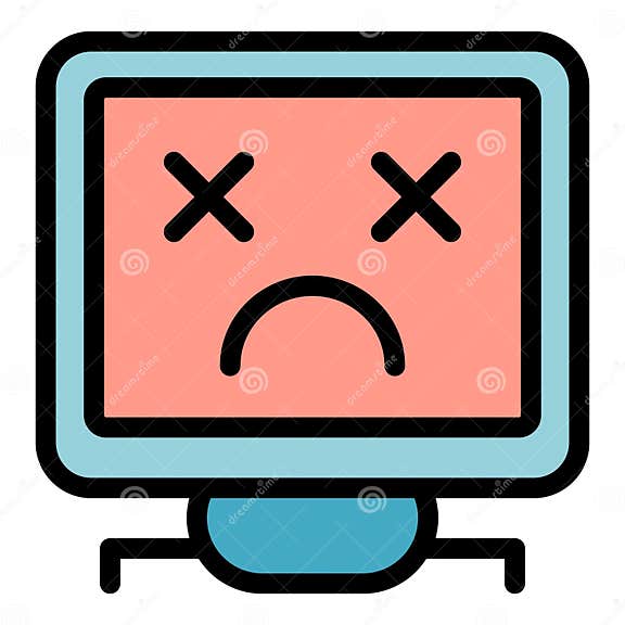 Broken Computer Showing Sad Face on Screen Icon Stock Illustration ...