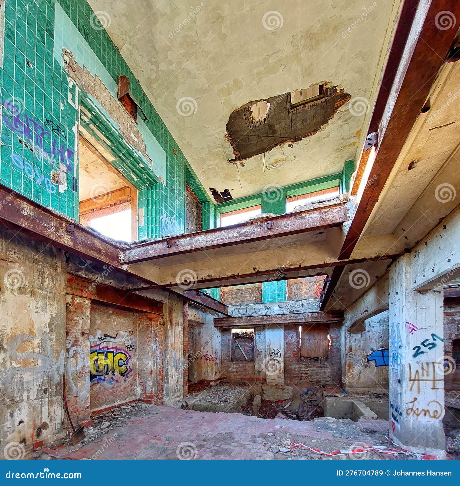 Broken Concrete Basement of a Long Abandoned Brewery in Germany Stock ...