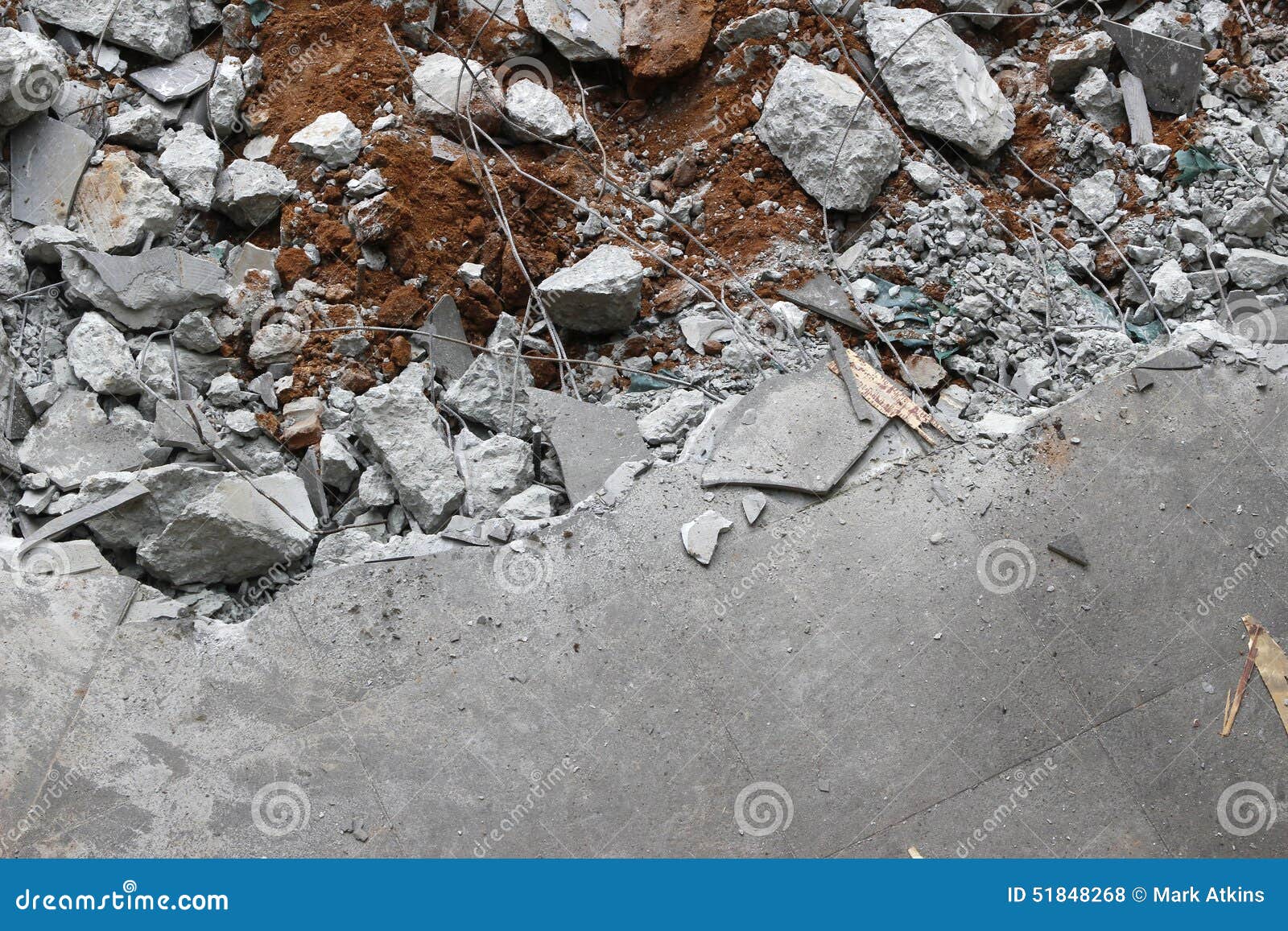 Broken concrete floor slab stock photo. Image of damage - 51848268