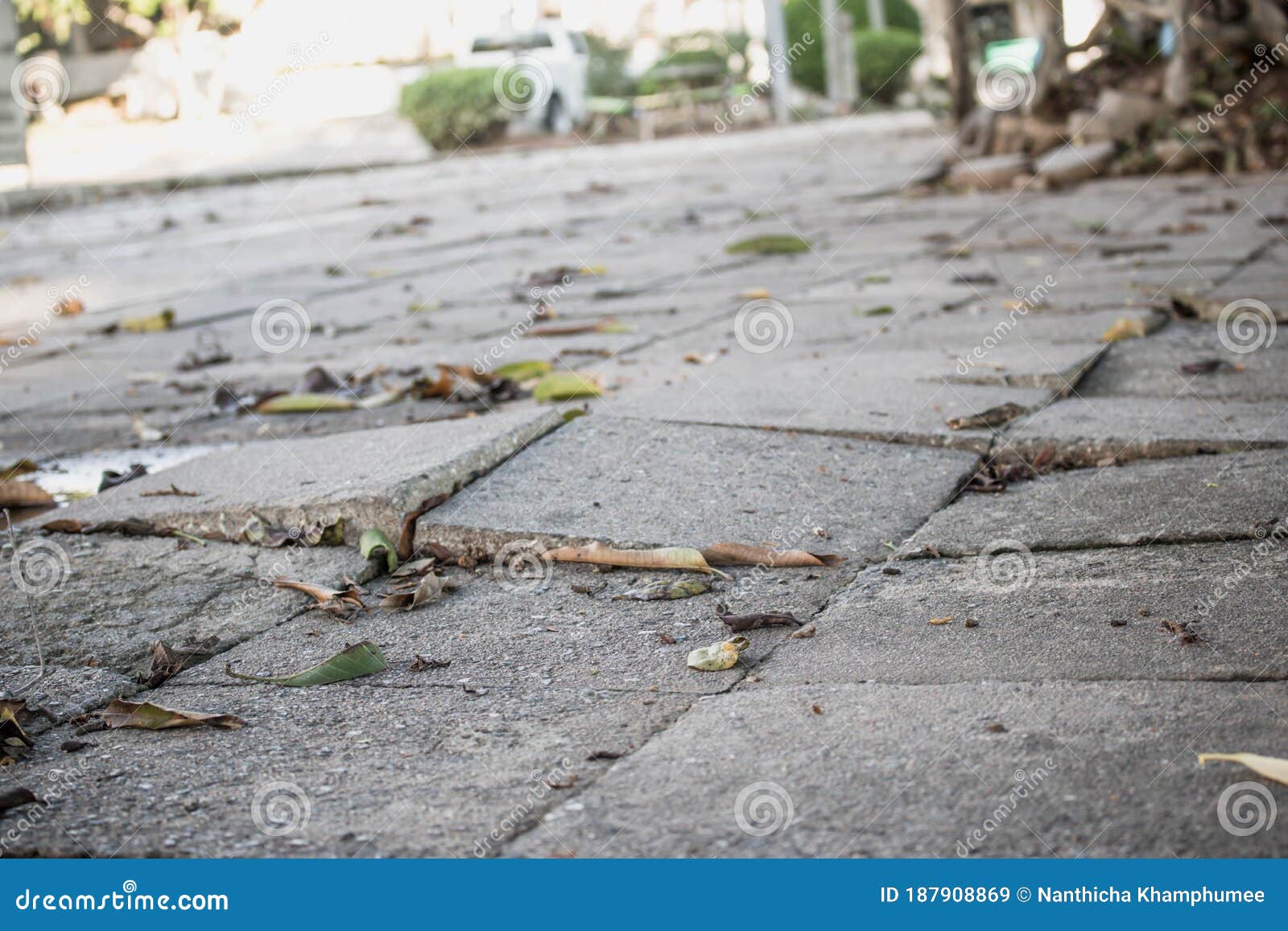 Broken Concrete Pathway Brick Surface Background, Close Up Abstract ...