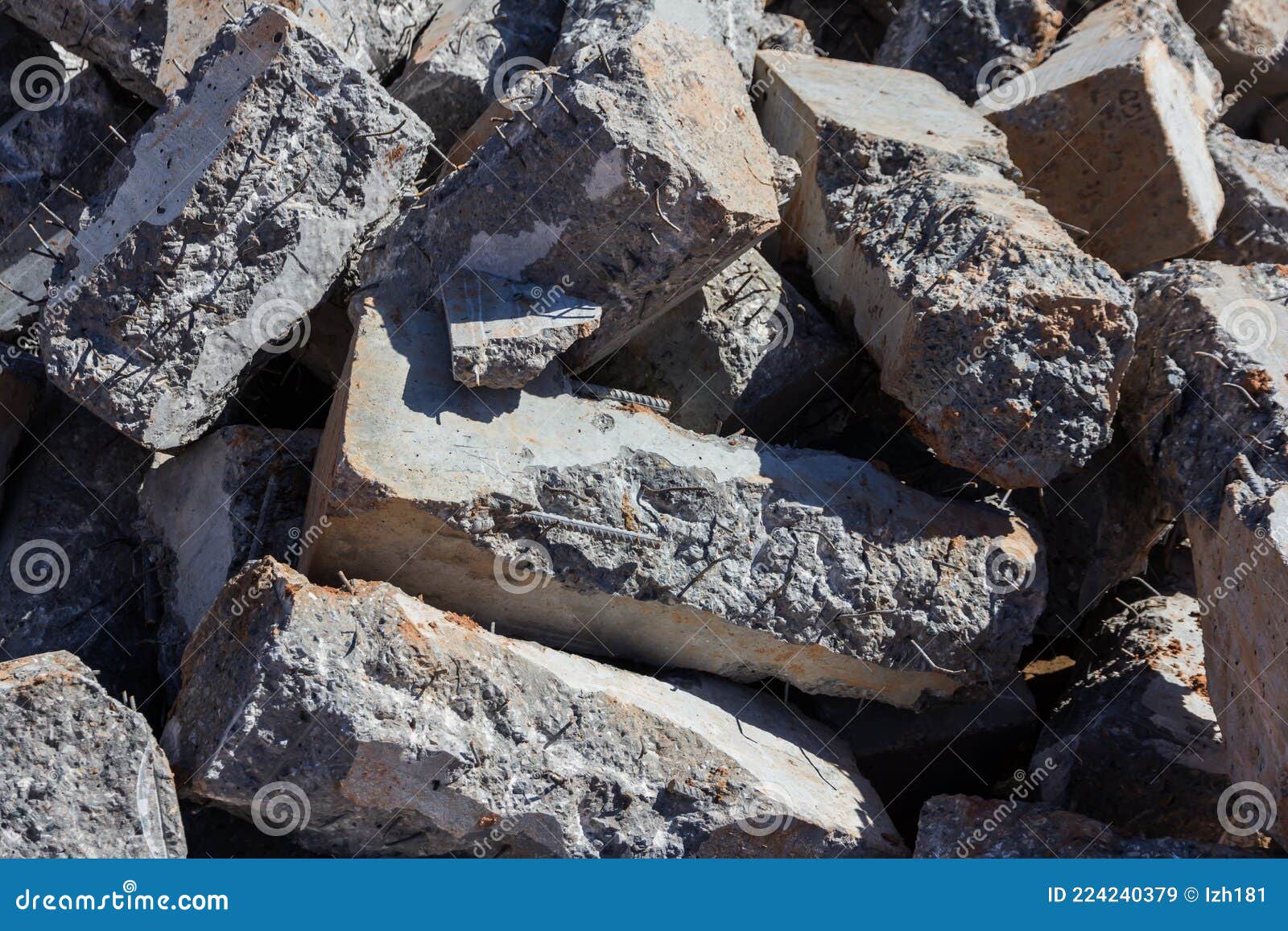Fragments of Used Broken Concrete. Construction Material Stock Image ...