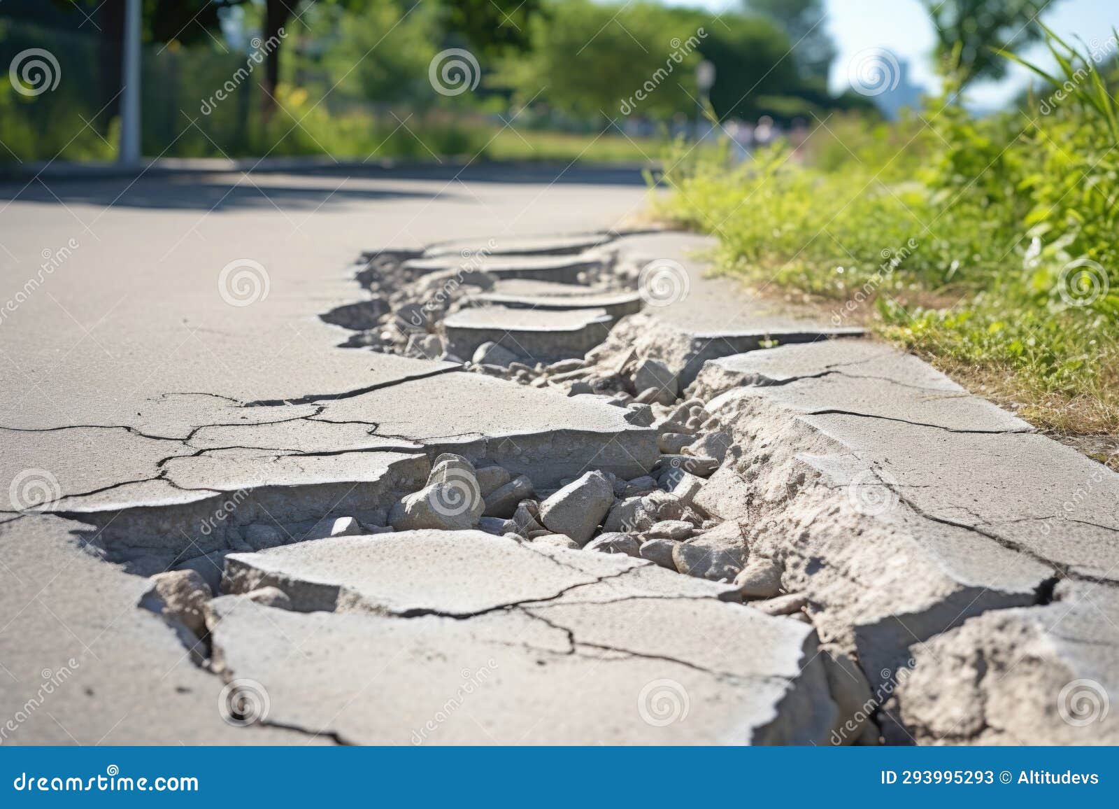 Broken Concrete on a Public Path Stock Image - Image of neglect ...