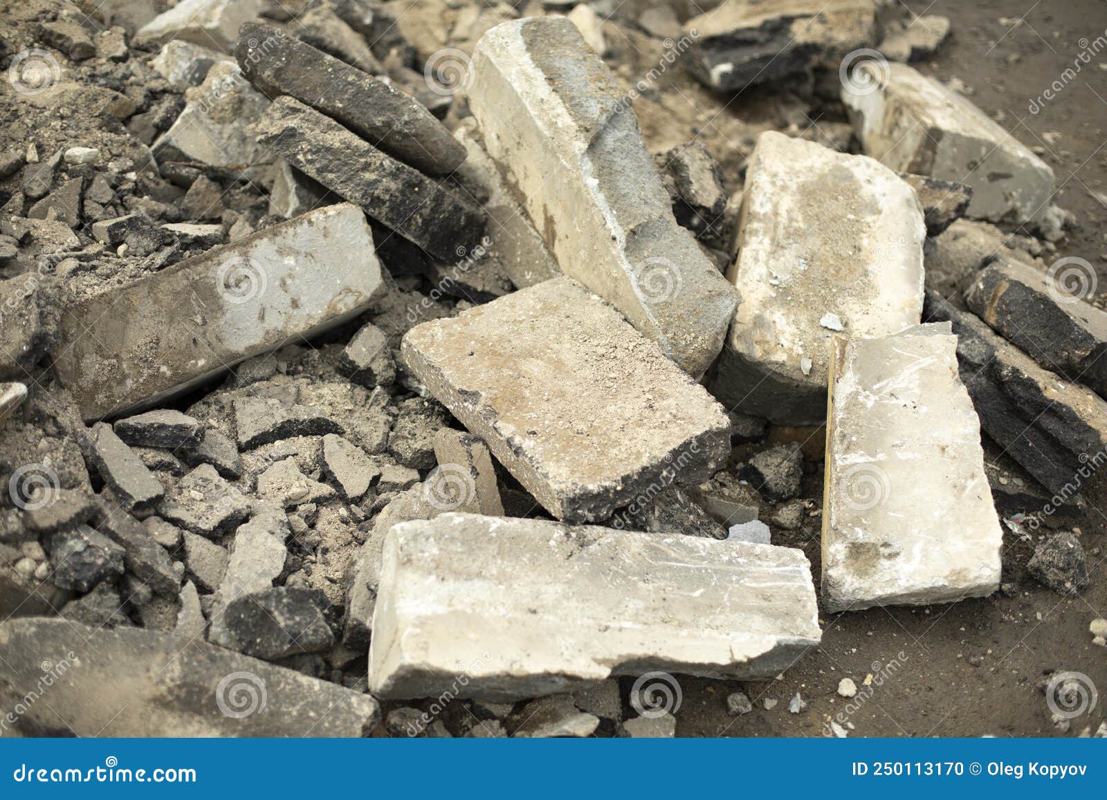 Broken Concrete Slabs. Lots of Stones Stock Photo - Image of cement ...