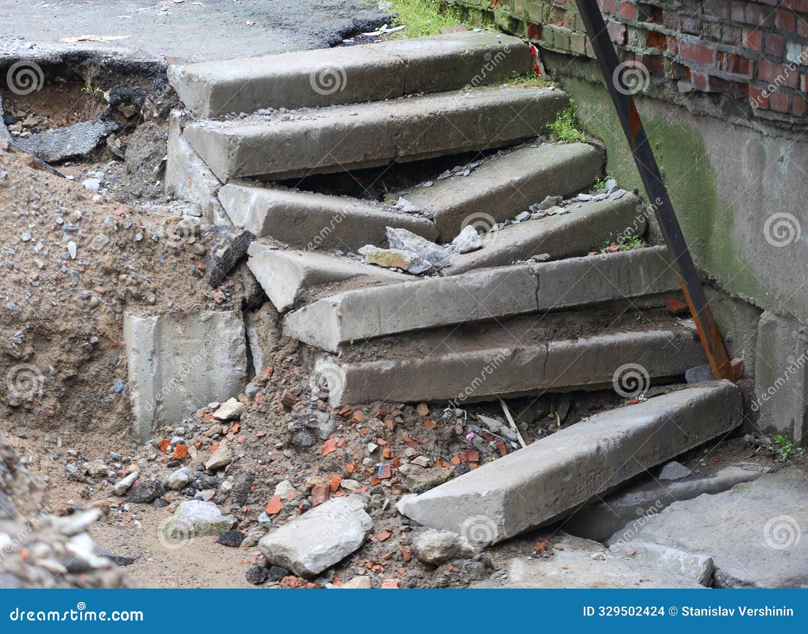 Broken Concrete Steps of the Old Staircase Stock Photo - Image of ...