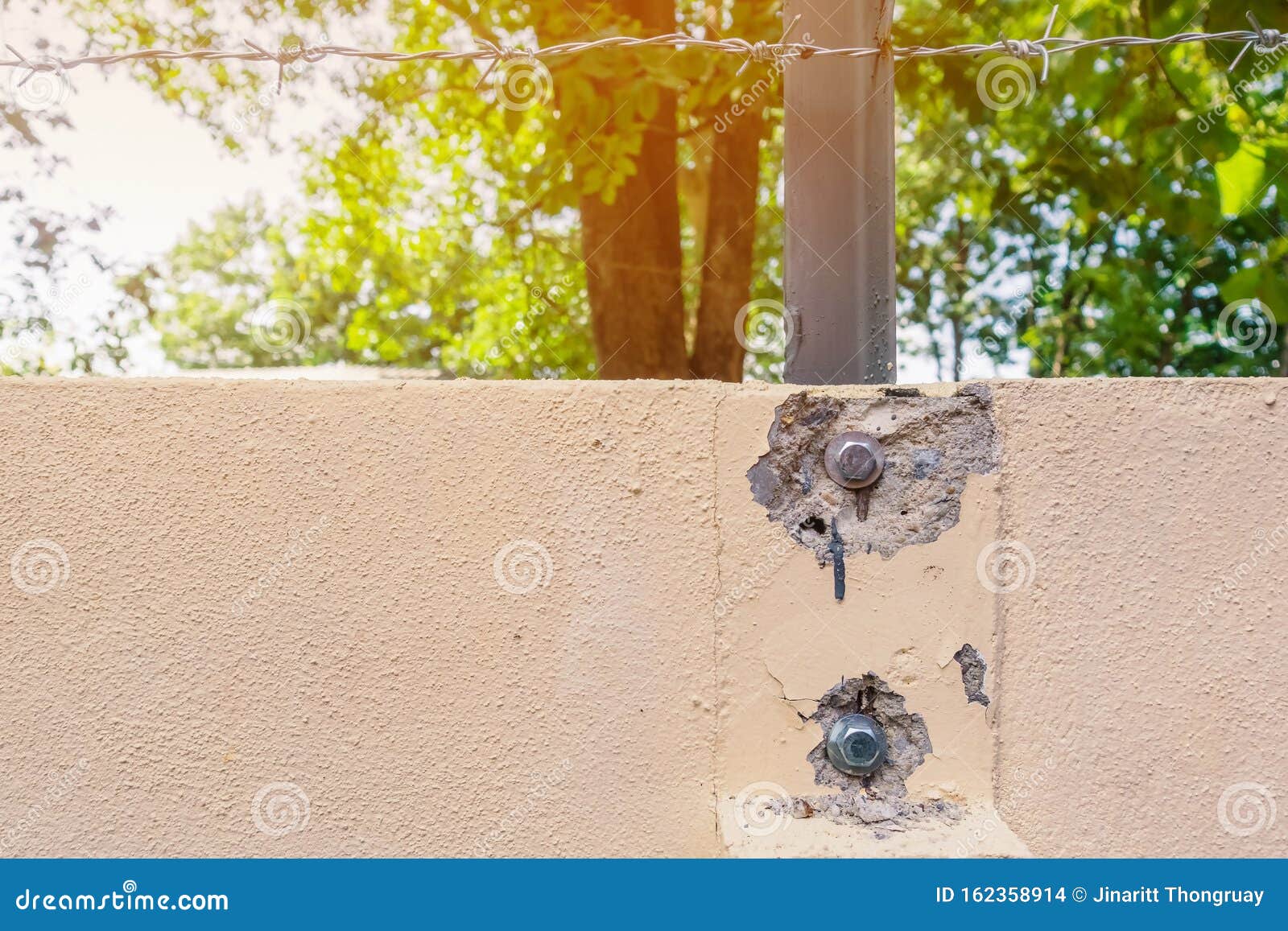 Broken on Concrete Walls after Drilling and Fixing Bolt with Nut Stock ...