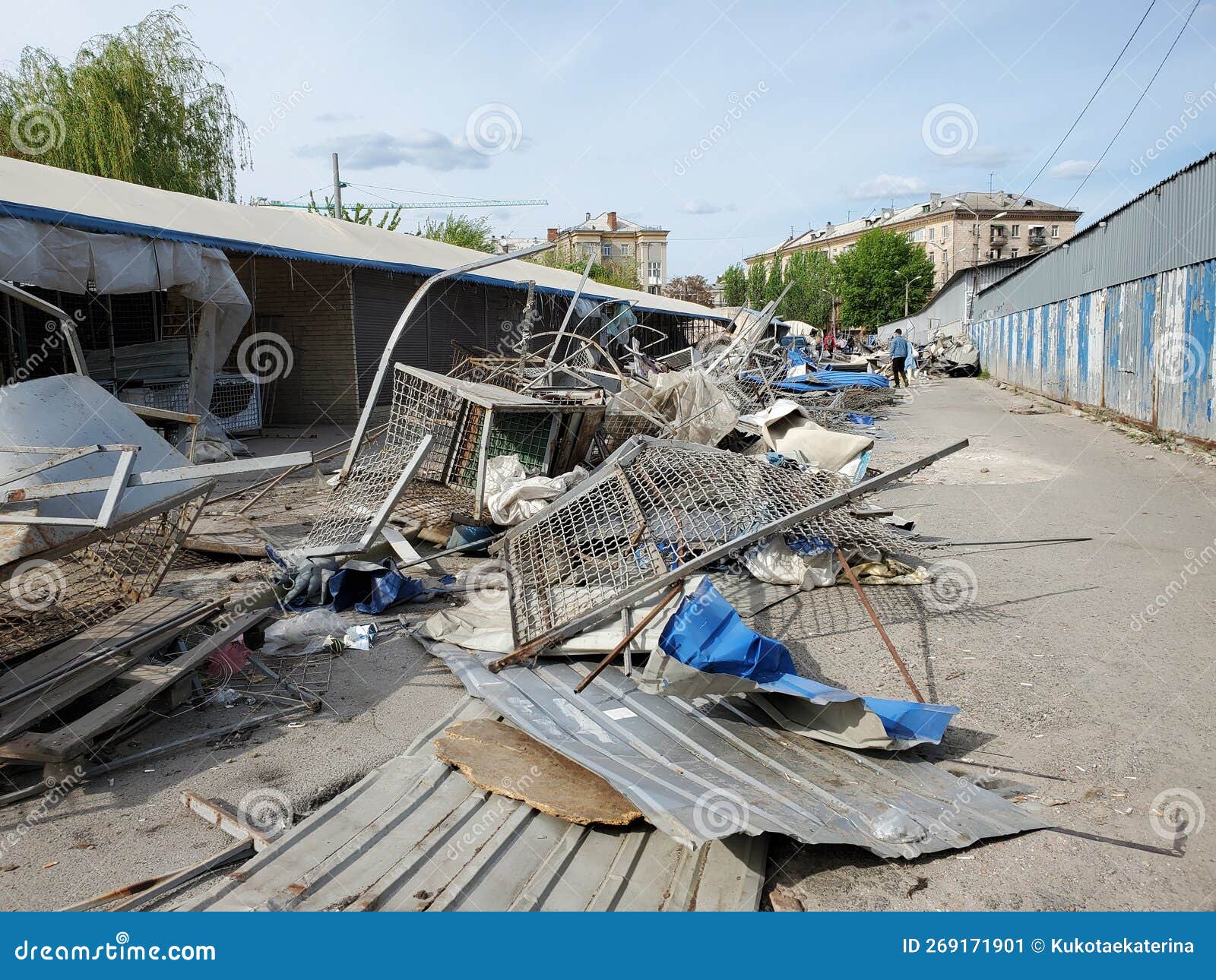 Broken Construction Parts of Street Market. Street Reconstruction ...