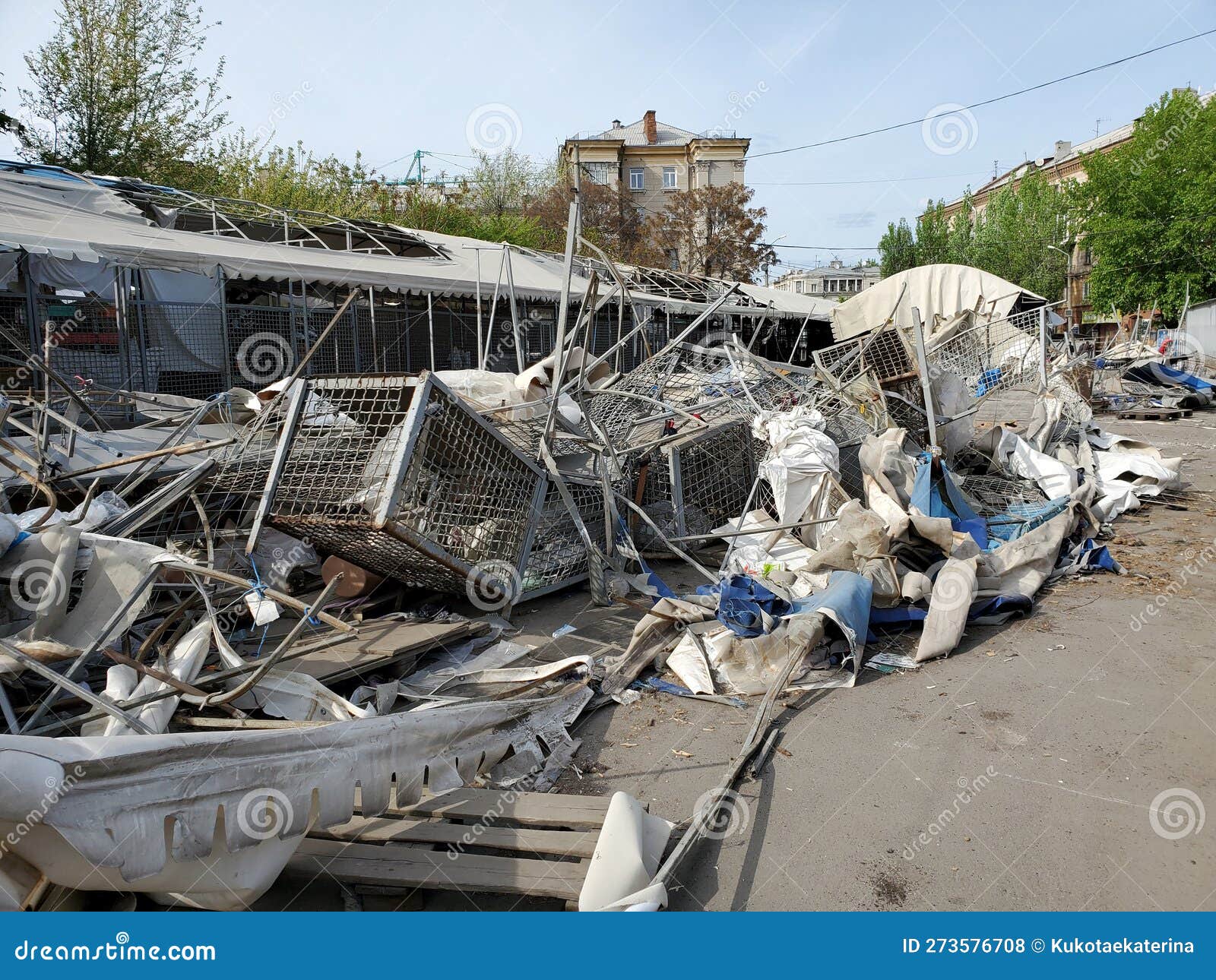 Broken Construction Parts of Street Market. Street Reconstruction ...