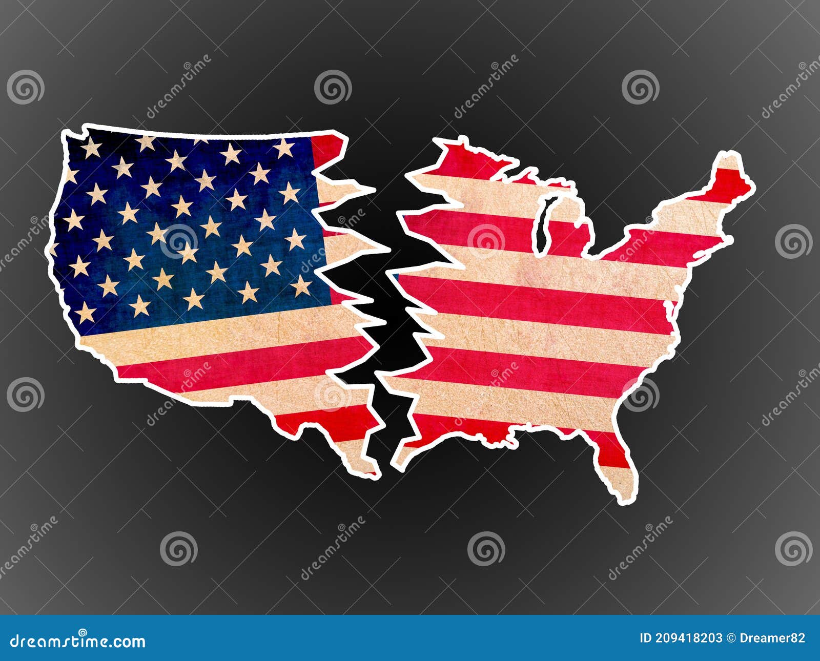 The Broken Contour of the State. Symbol of Impeachment Stock ...