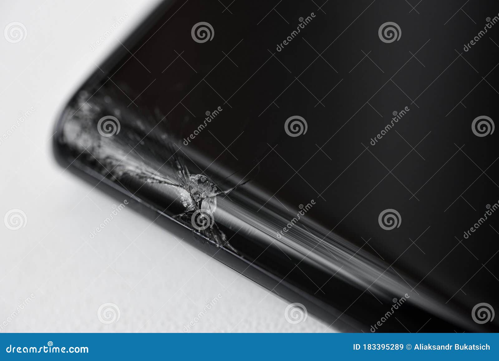 Broken Corner of a Smartphone Curved Screen Stock Image - Image of ...