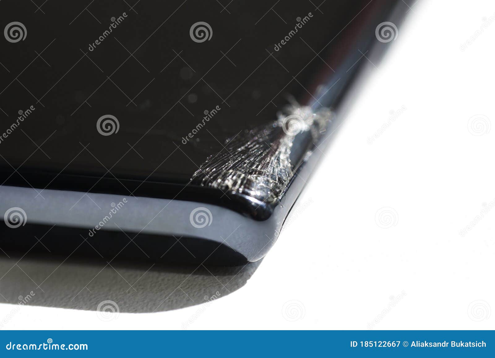Broken Corner of a Smartphone Curved Screen Stock Image - Image of ...
