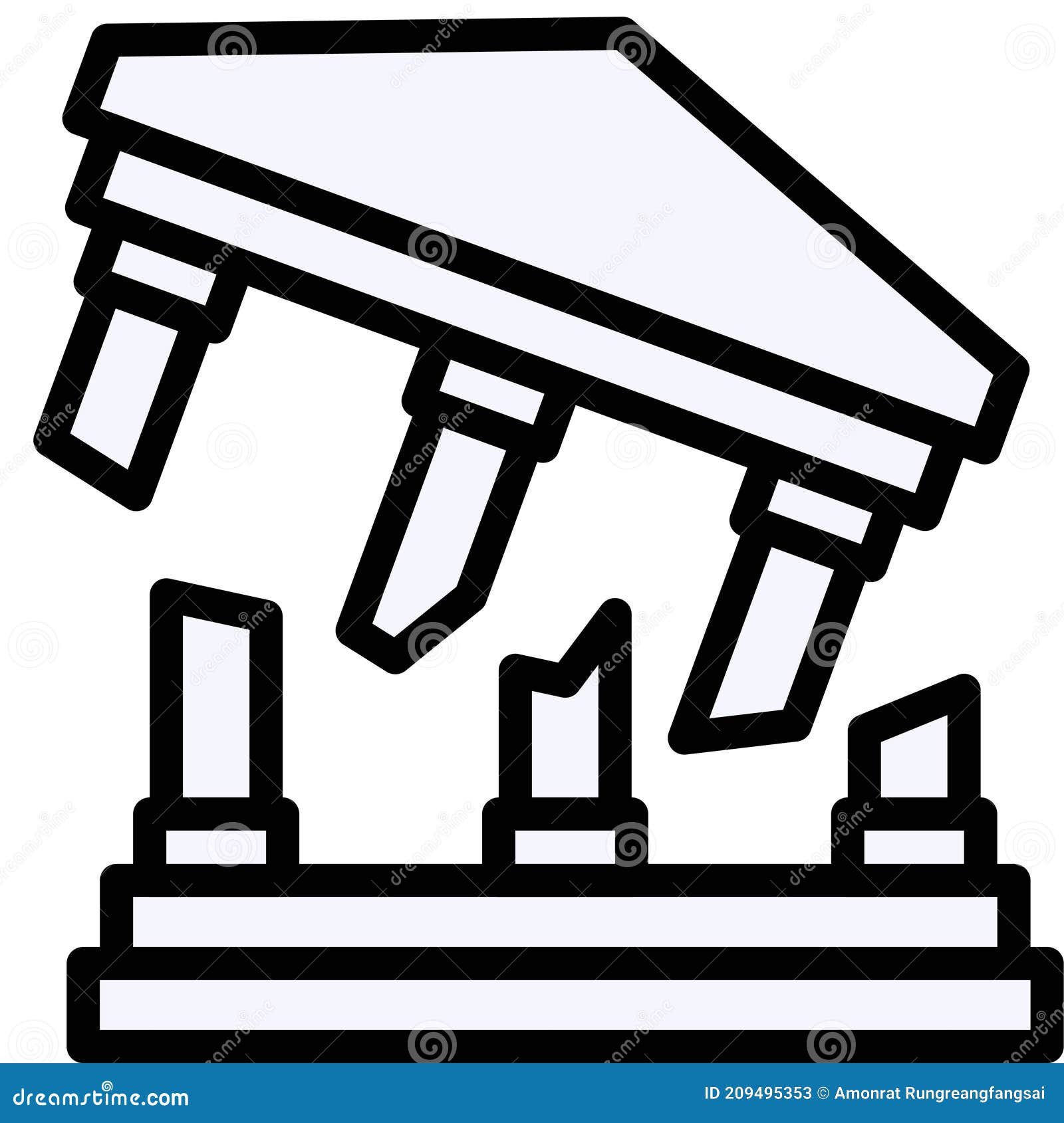 Broken Court Icon, Bankruptcy Related Vector Stock Vector ...