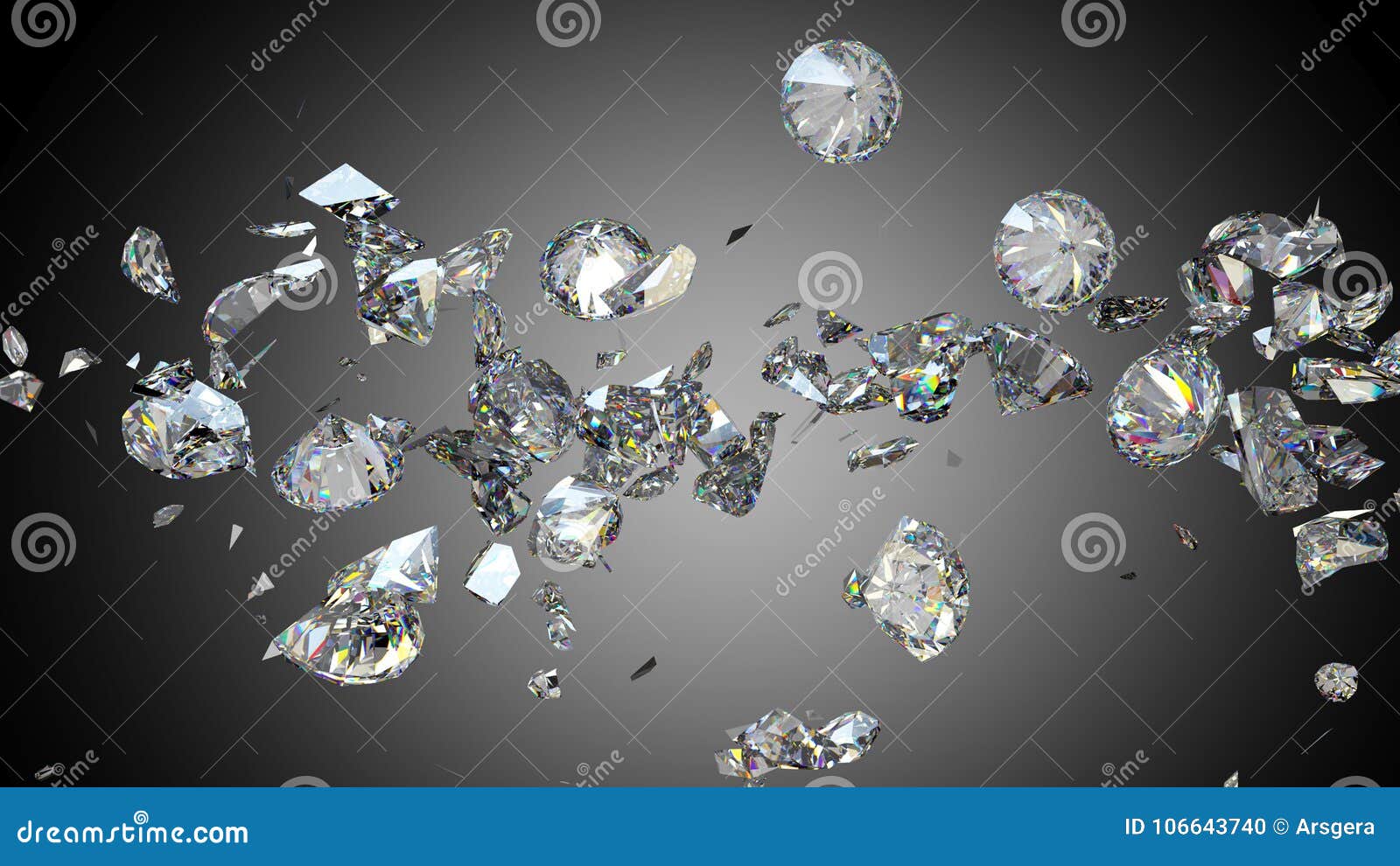 Broken and Cracked Diamonds or Gemstones Stock Illustration ...