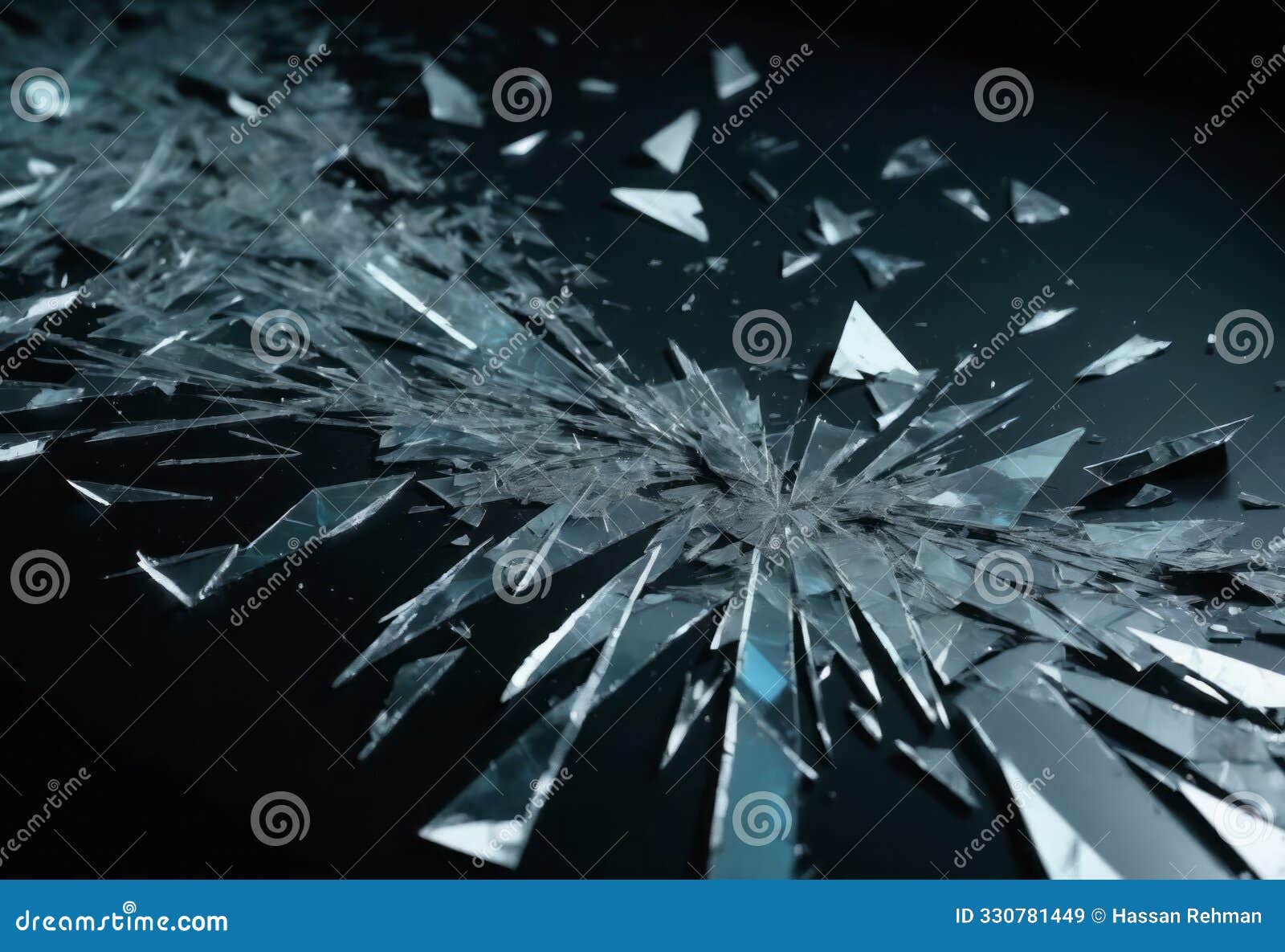 Broken Cracked Glass with Big Hole Over Black Background Stock ...