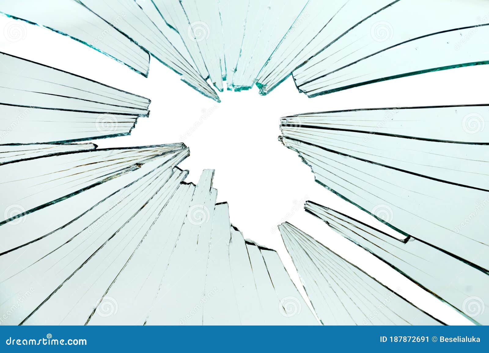 Broken and Cracked Glass with Hole on a White Background Stock Image ...