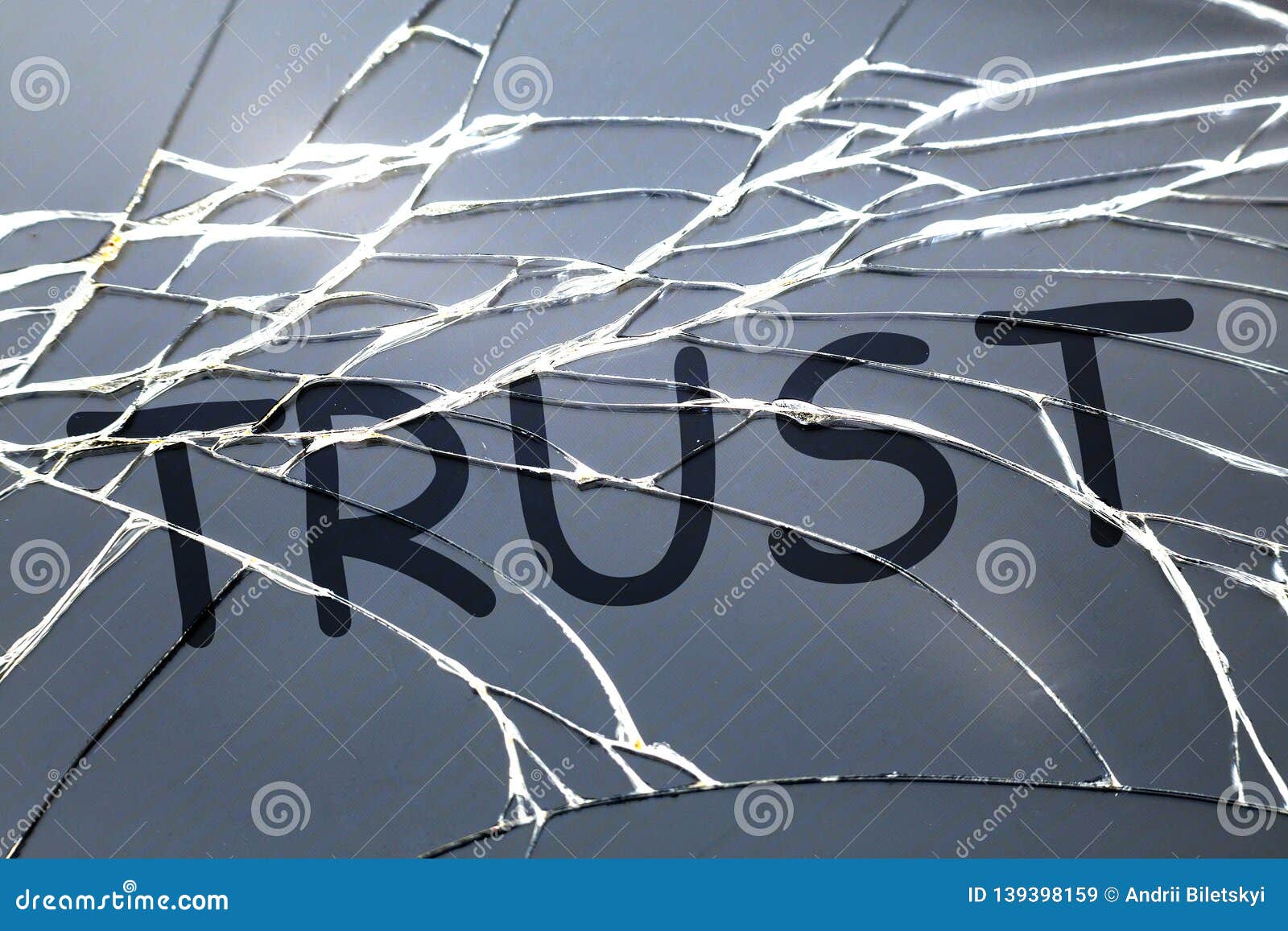 Broken Cracked Glass with Word Stock Image - Image of problem, word ...