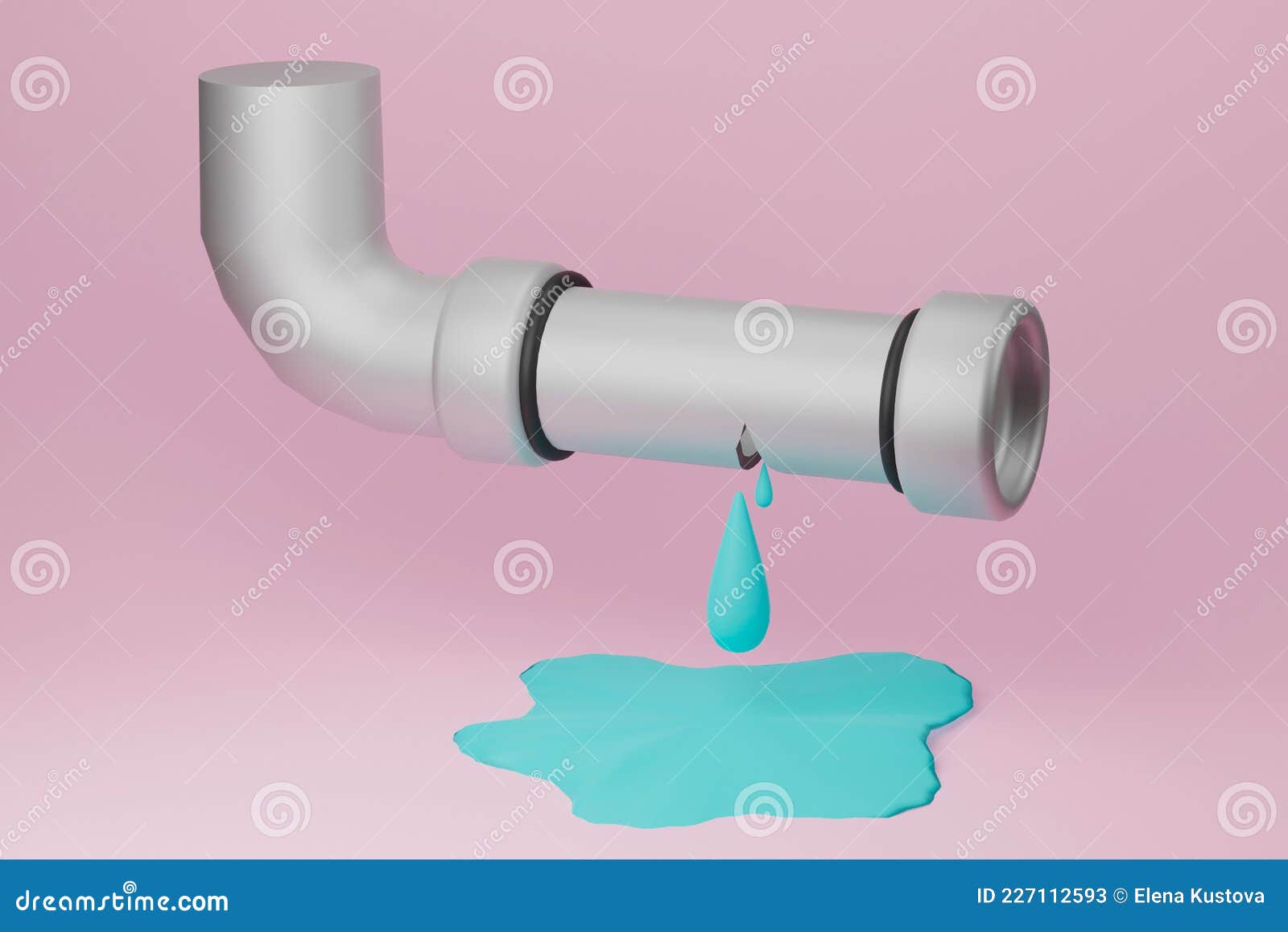 Broken or Cracked Metal Pipe is Leaking. 3d Render Stock Illustration ...