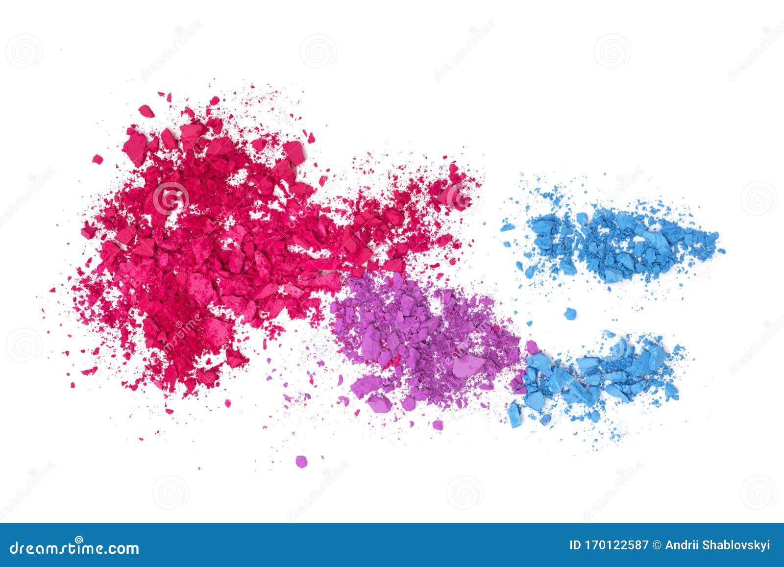 Broken and Cracked Multi-colored Eye Shadows on a White Background ...