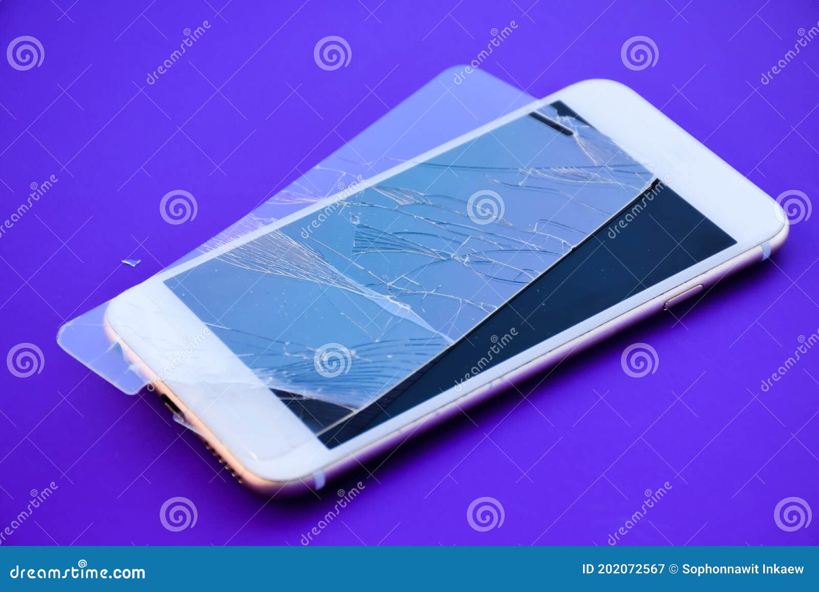 Broken and Cracked Screen Mobile Protector Stock Image - Image of ...