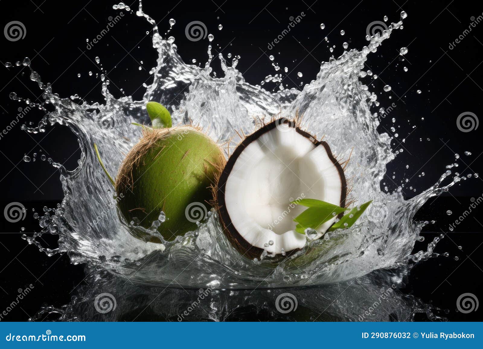 Broken Cracked Water Coconut. Generate Ai Stock Illustration ...