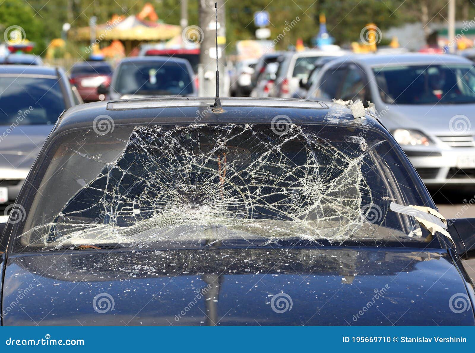 Broken Cracked Windscreen of a Car Stock Photo - Image of transport ...