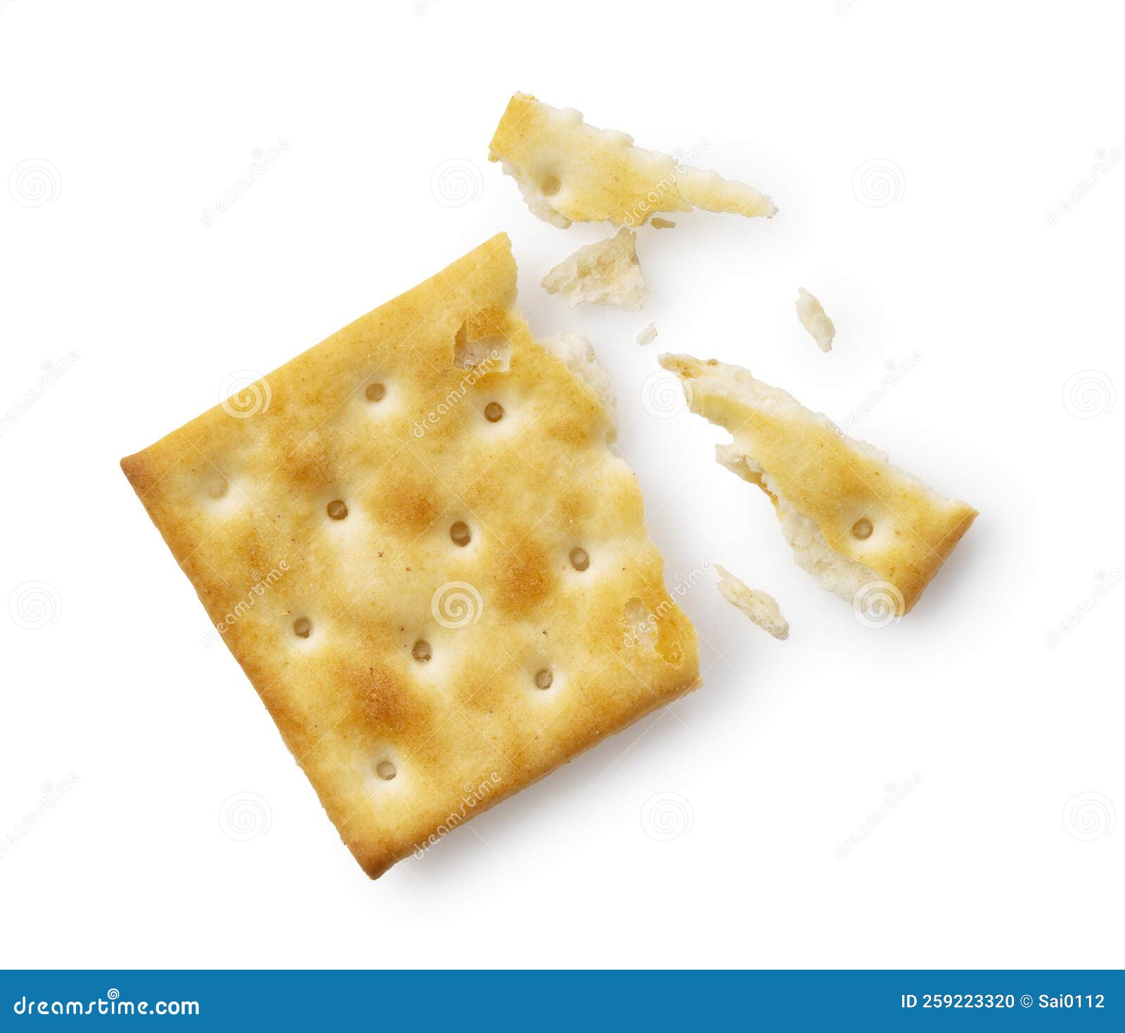 Broken Crackers Placed on a White Background Stock Photo - Image of ...