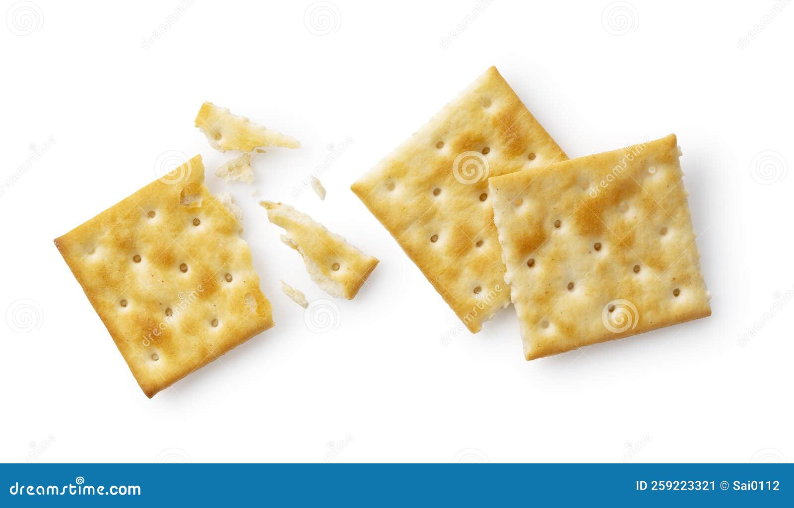 Broken Crackers Placed on a White Background Stock Image - Image of ...