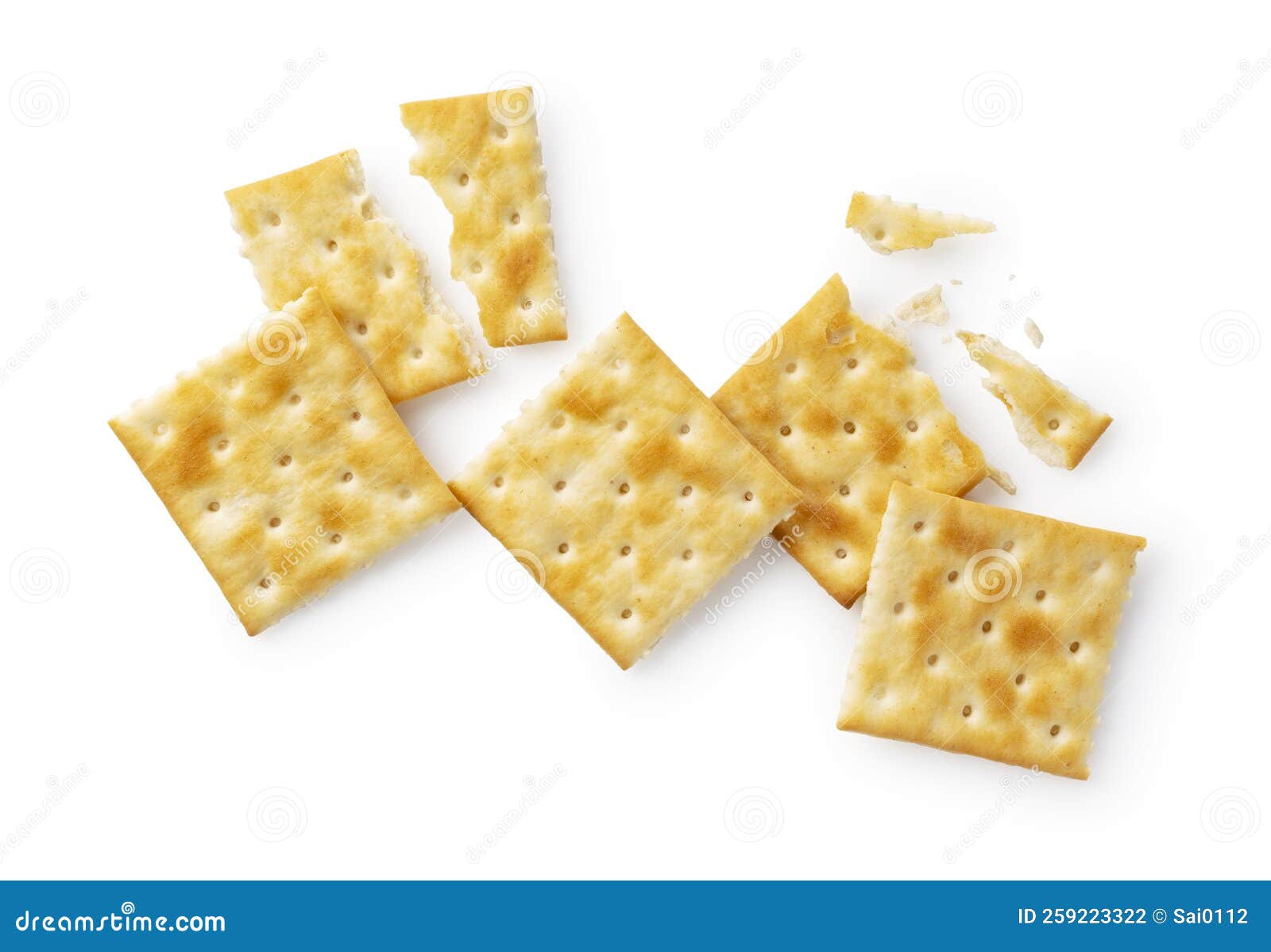 Broken Crackers Placed on a White Background Stock Photo - Image of ...