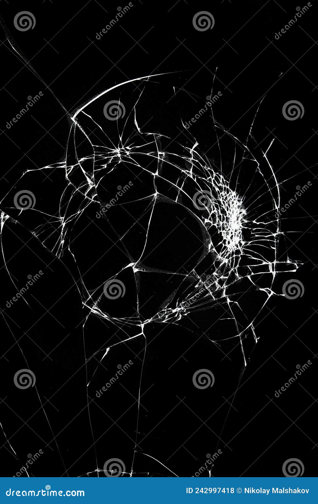 Broken Cracks Glass Fracture Effect Texture Isolated Abstract Black ...