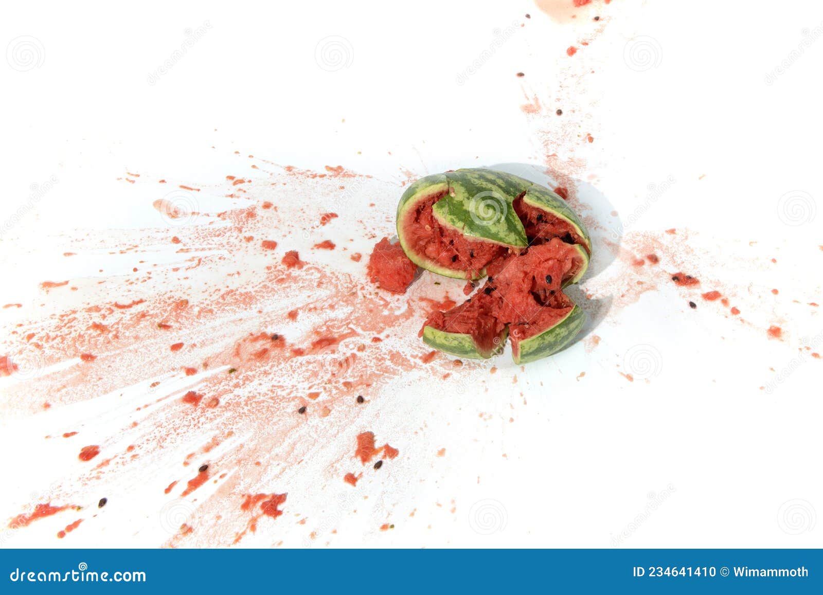 Broken Crashed Smashed Watermelon on White Background. Stock Photo ...