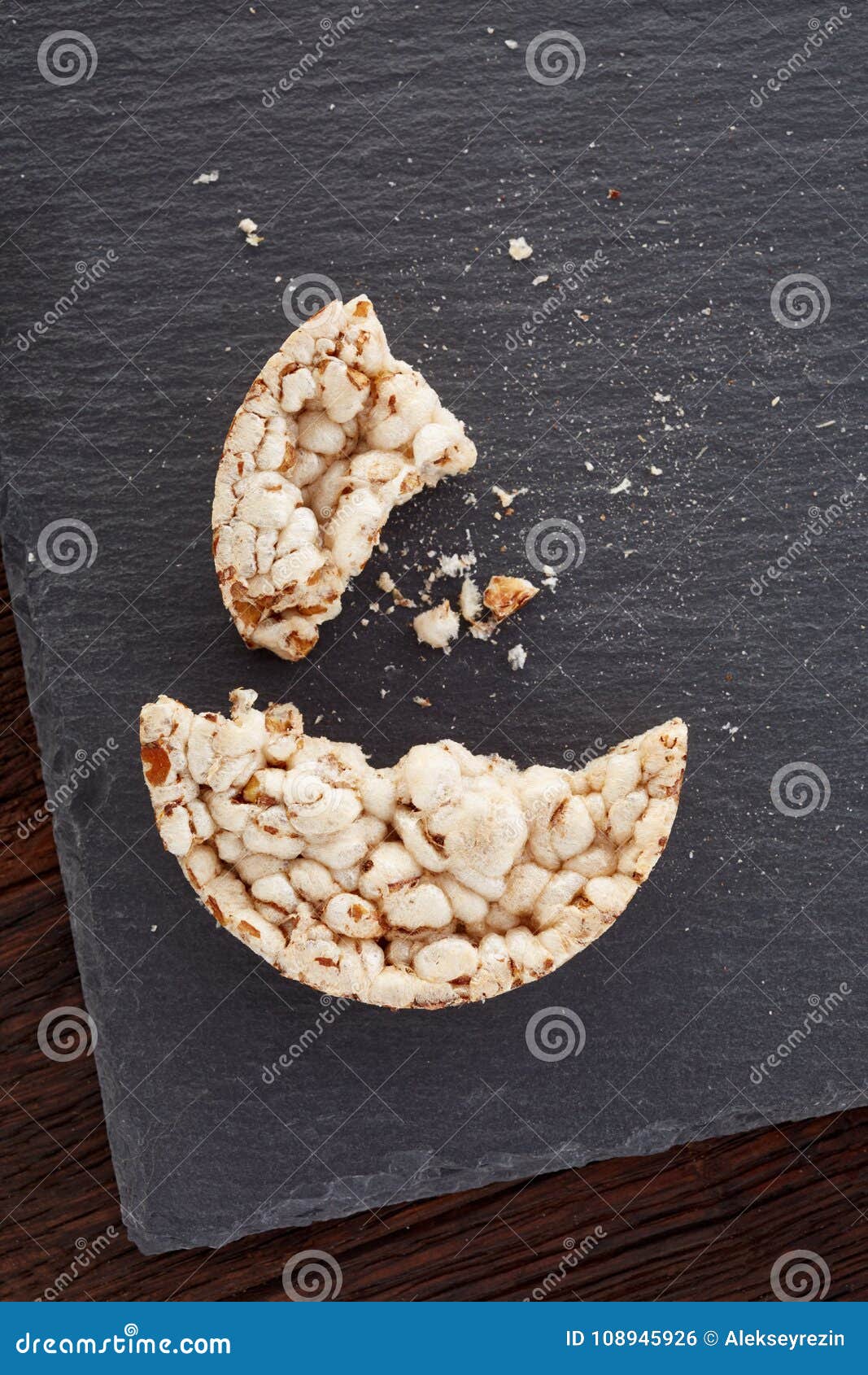 Broken Crispbread on Stone Plate. Dark Background. Copyspace for Text ...