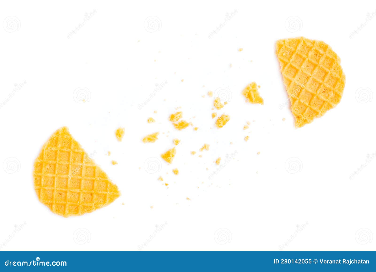 Broken Crispy Waffles Isolated on a White Background Stock Image ...