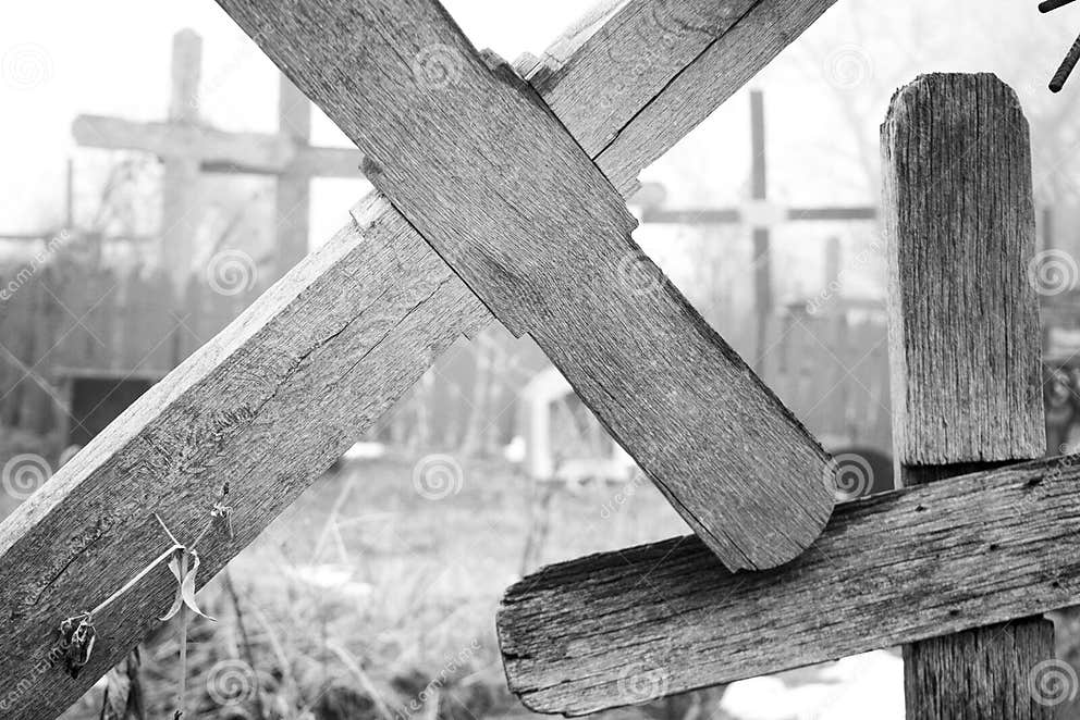 Broken Crosses stock image. Image of leaning, wooden, grave - 5087975
